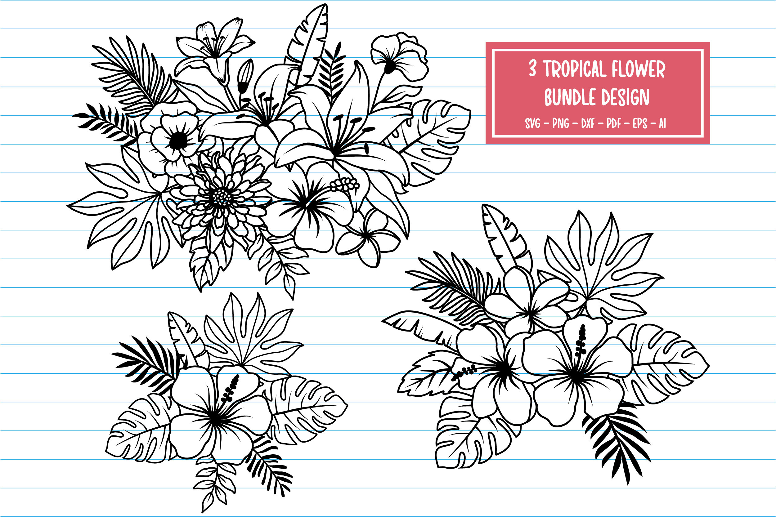 Flower Svg Bundle Flowers Svg Tropical Flower Svg Tropical - Etsy