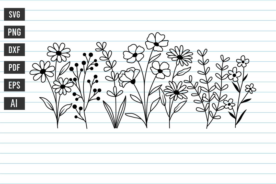 Wildflower SVG Files: Floral Clipart for Cricut, Silhouette (digital ...
