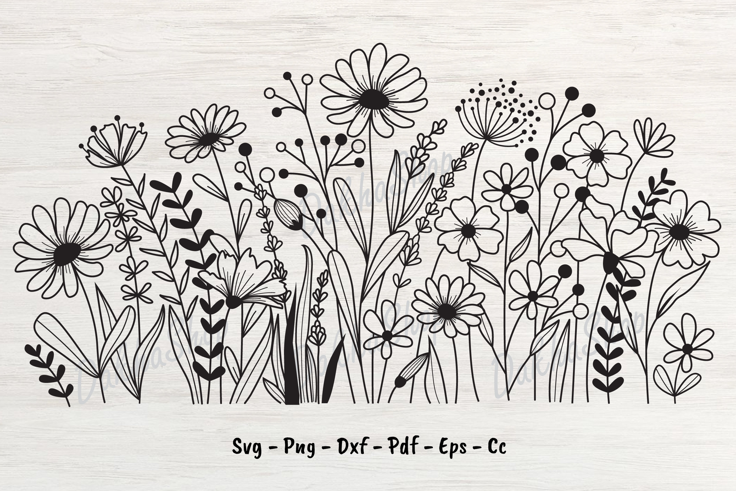 Wildflower Svg Files Flower Svg Hand Drawn Flowers - Etsy Canada