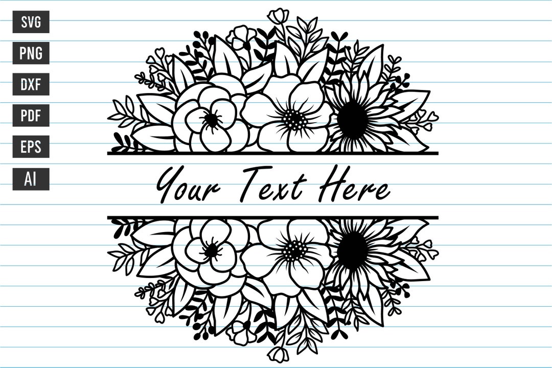 Flower Border Svg, Split Flower Frame Svg, Floral Frame Svg, Flower Svg ...