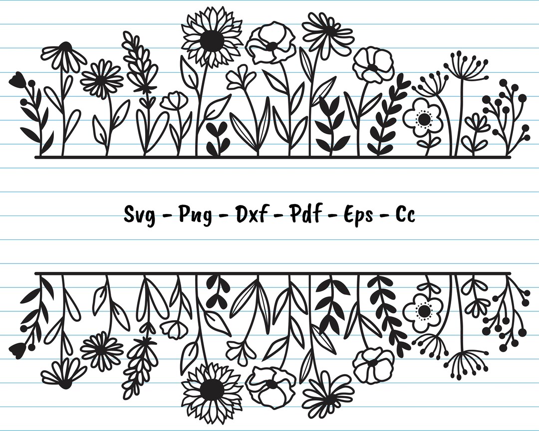 Flower Border Svg, Flower Svg, Flower Frame Svg, Split Flower Svg ...