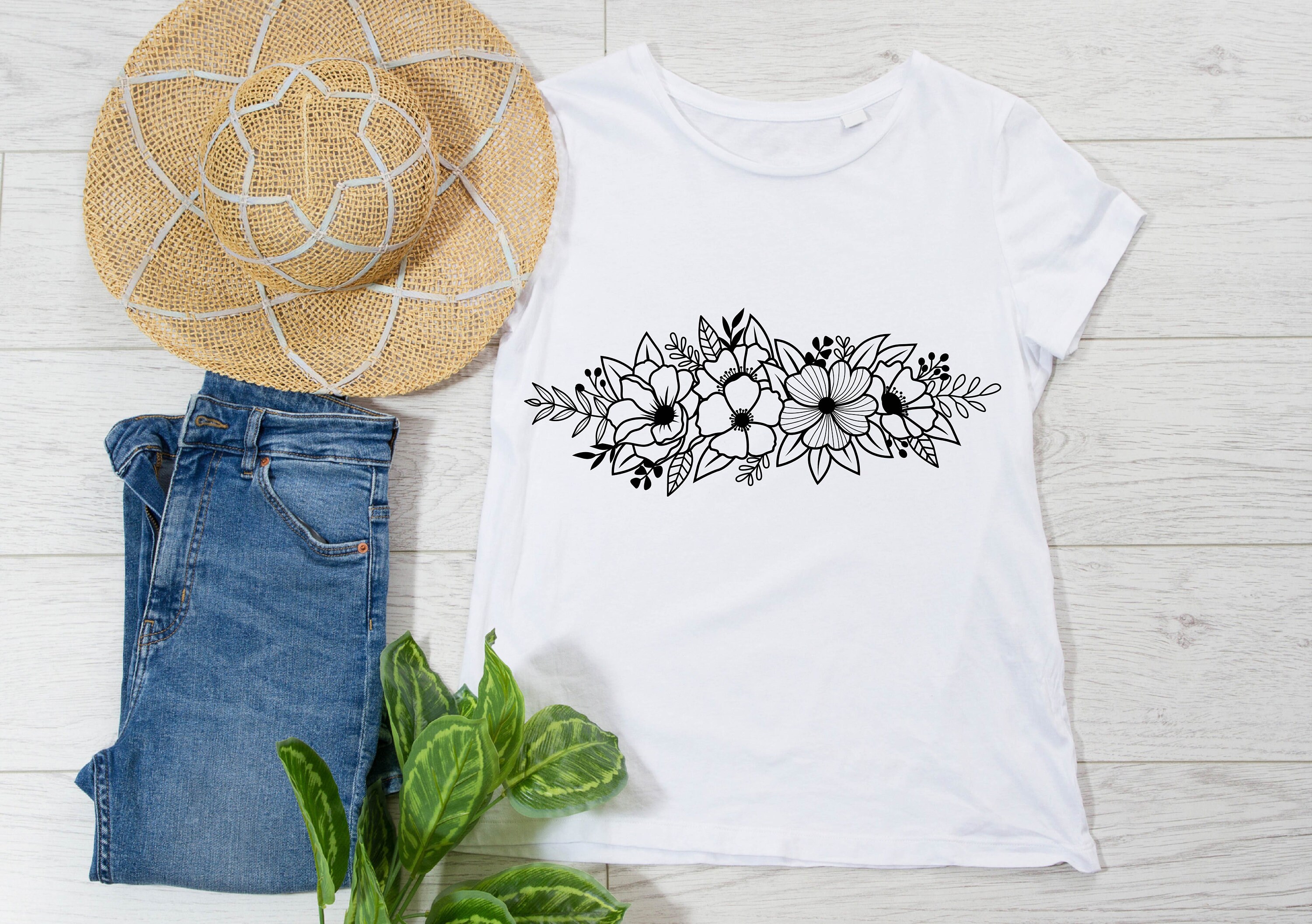 Flower Svg, Flower Bouquet Svg, Floral Svg File, Flower Hand Draw Svg ...