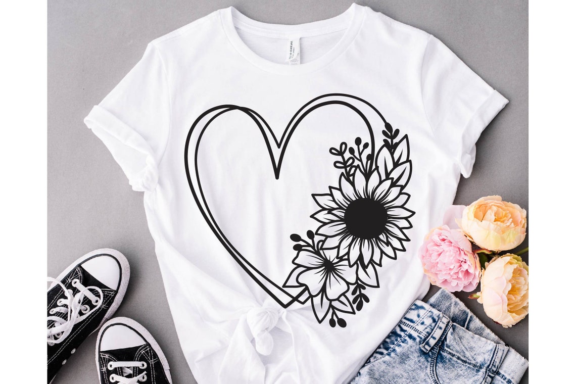 Flower Heart Svg Heart Svg Heart Flower Svg Sunflower Svg - Etsy