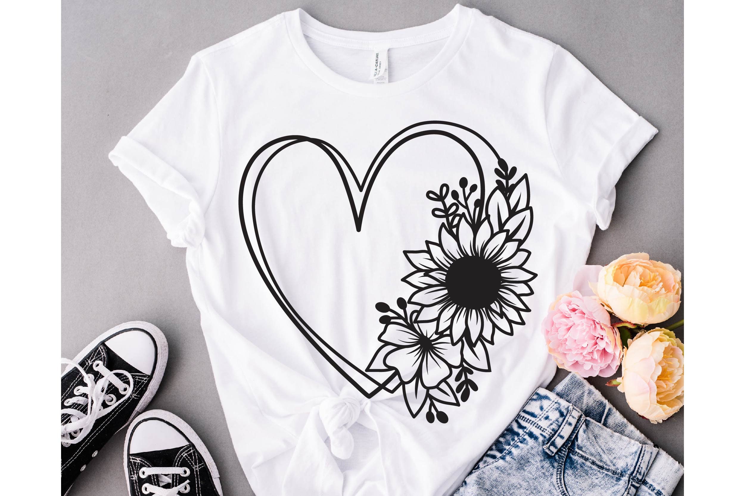 Flower Heart Svg Heart Svg Heart Flower Svg Sunflower Svg - Etsy