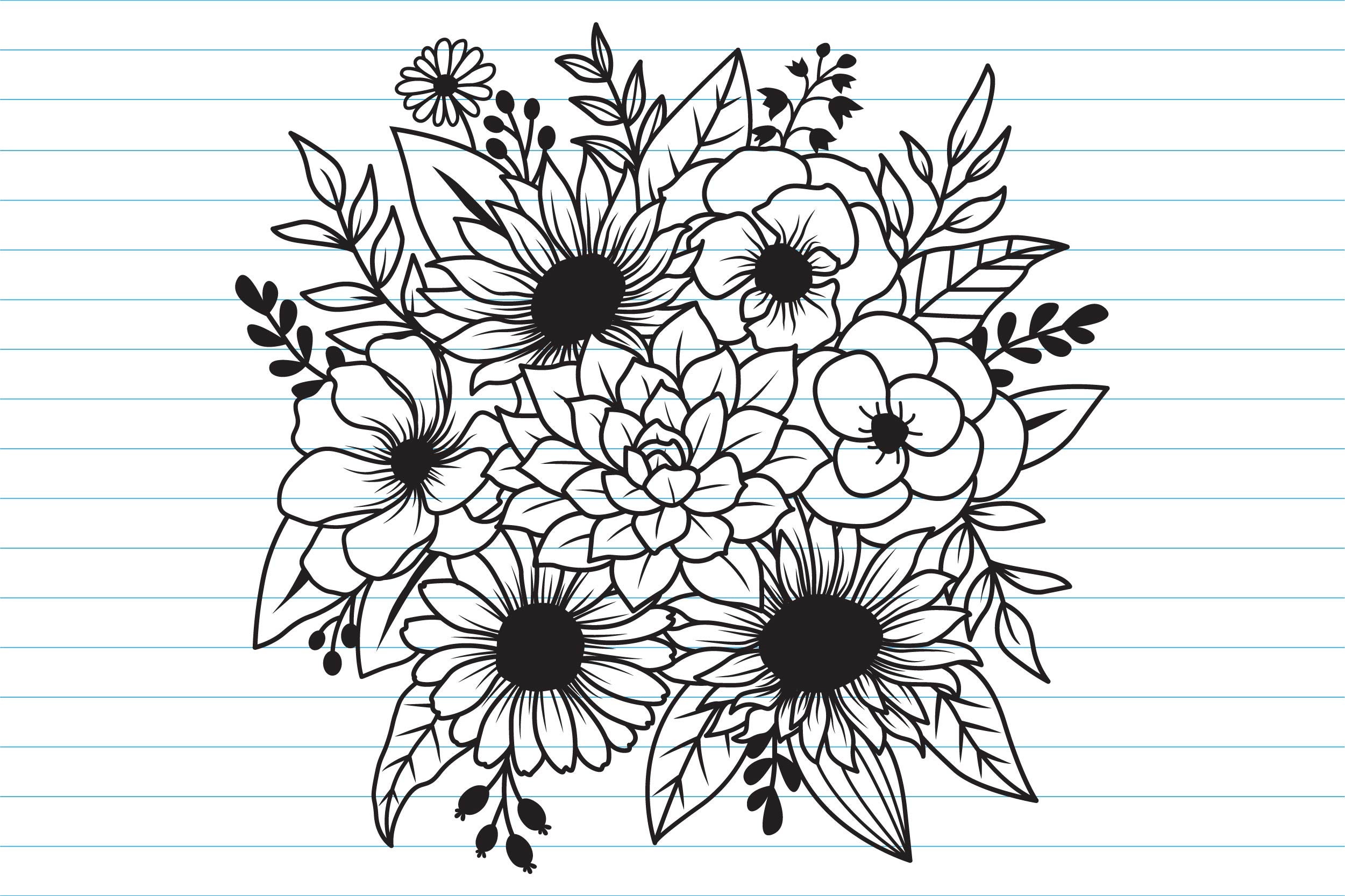 Flower Svg Flower Bouquet Svg Flower Svg Cut Filesfloral | Etsy Canada