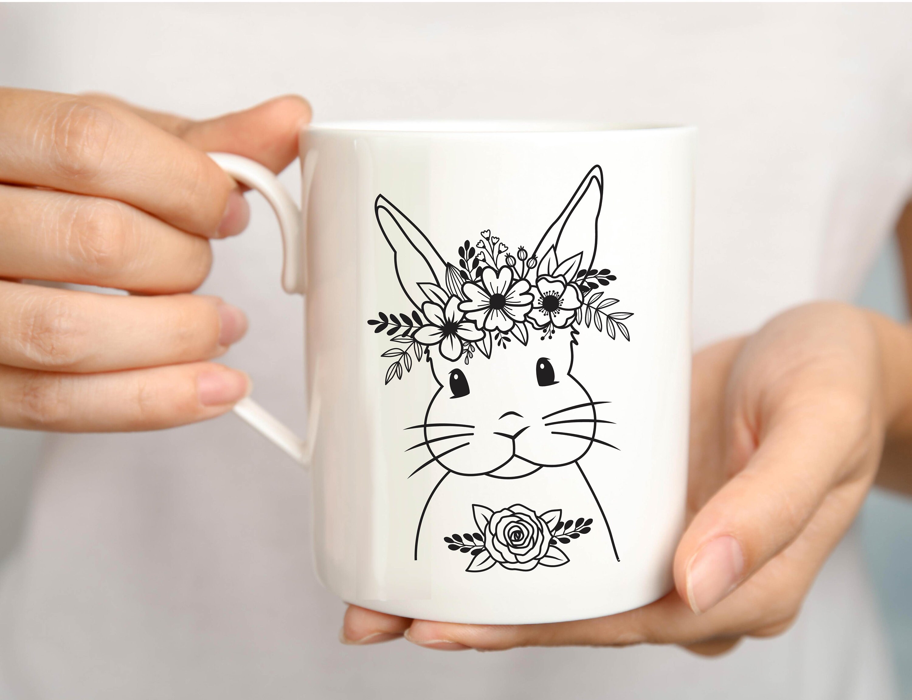 Rabbit Flower Svg Easter Rabbit Svg Rabbit With Flower Crown | Etsy