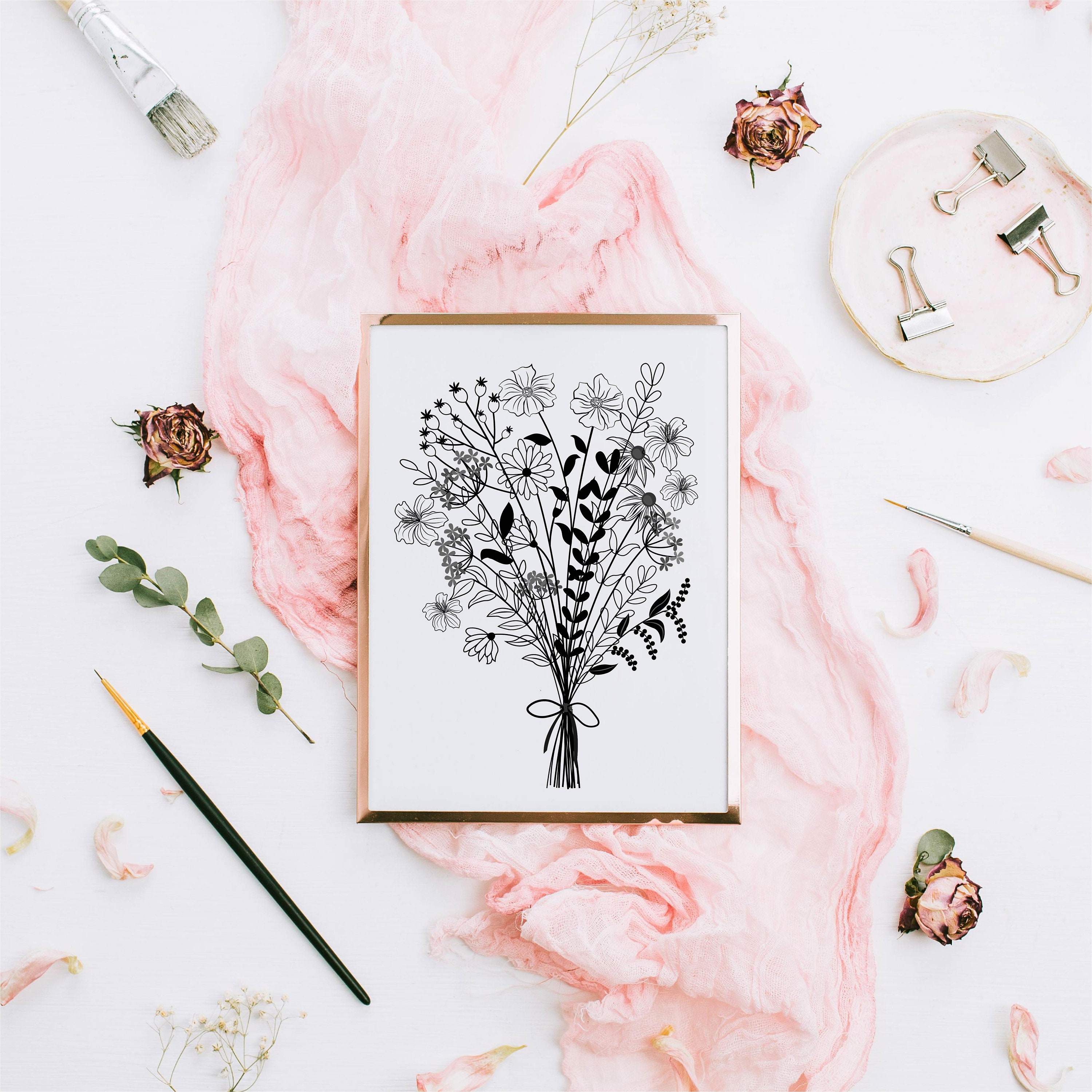 Flower Bouquet Svg, Flower Svg, Spring Svg, Flower Arrangement Svg ...