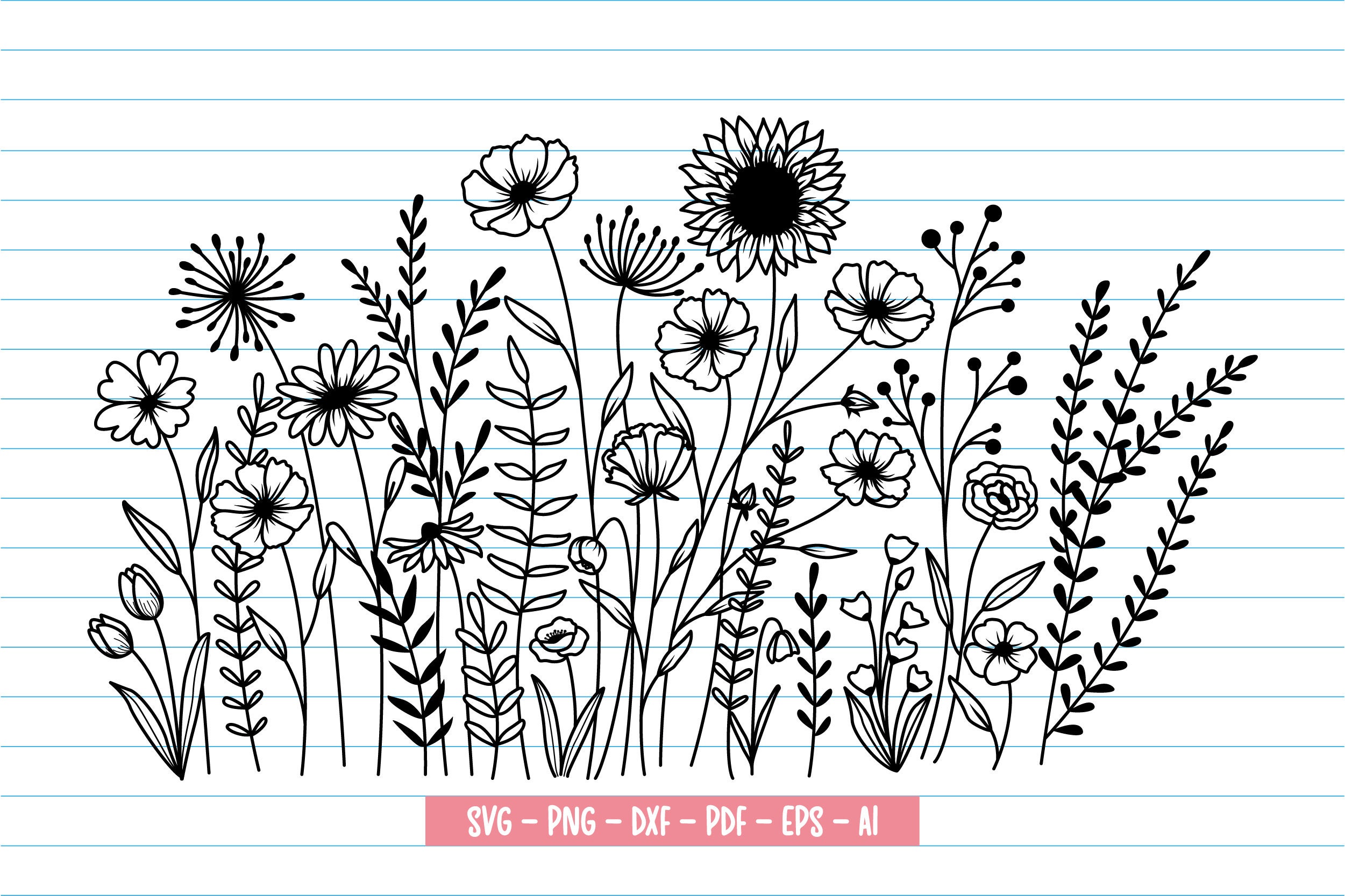 Wildflower Svg Flower Meadow Svg Flower Svg Files Flower - Etsy