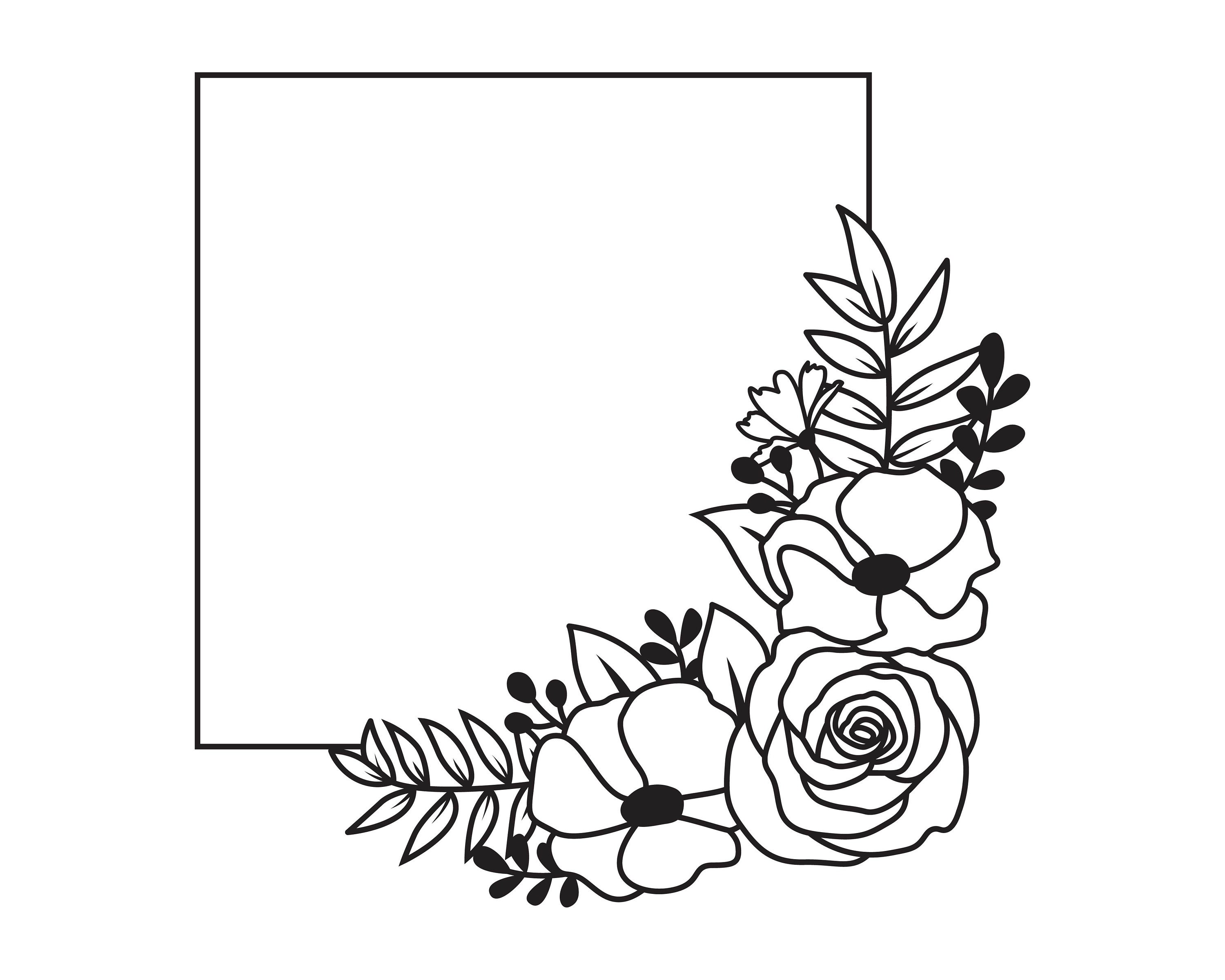 Floral Frame Svg Floral Border Svg Floral Svg Floral Square - Etsy