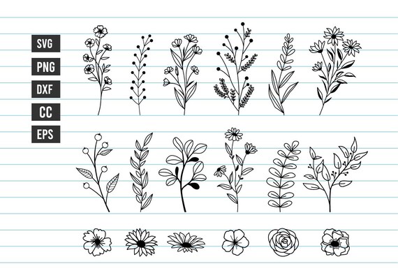 Flower Svg Wild Flower Svg Flower Element Svg Flower Bundle | Etsy