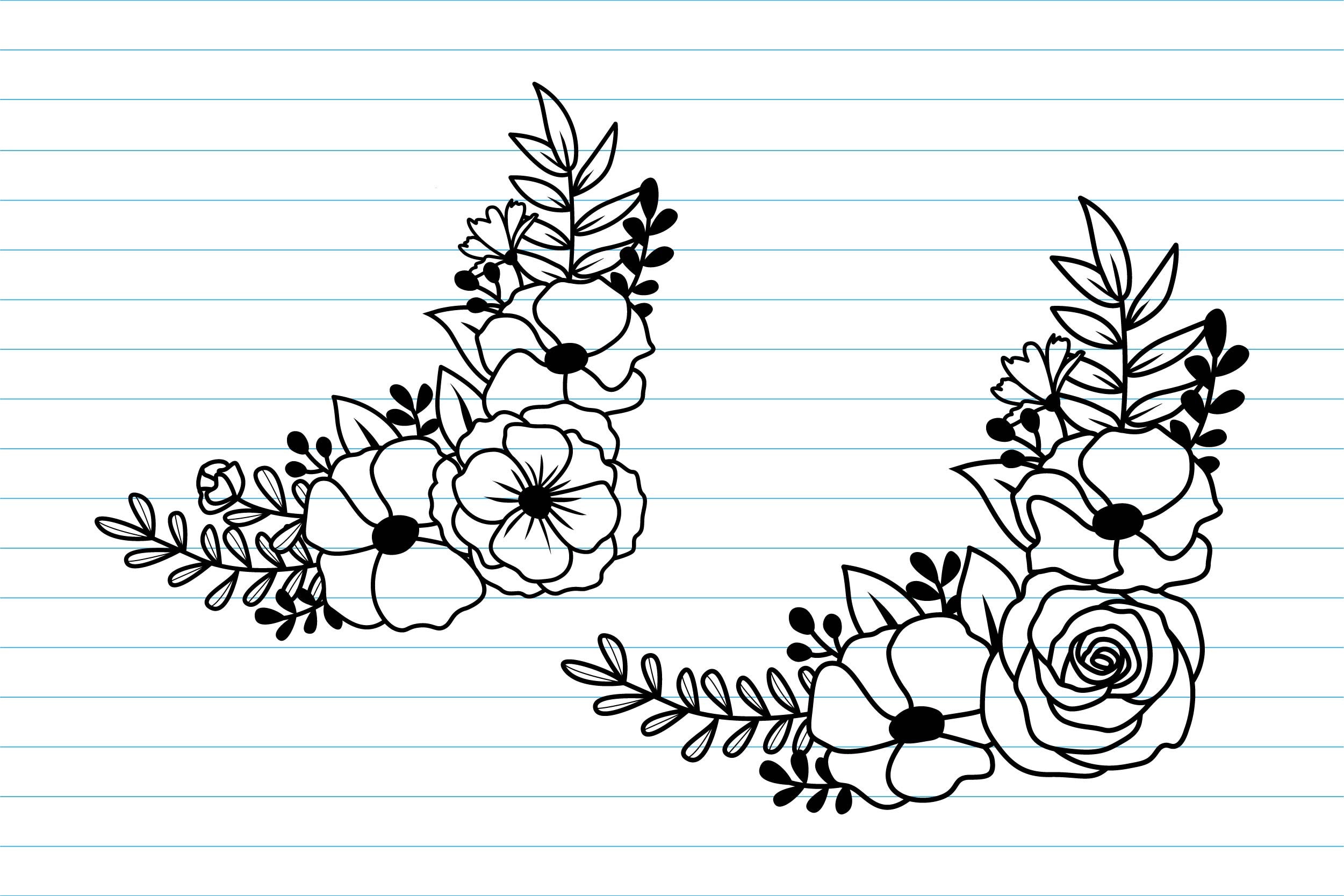 Flower Corner Svg Flower Svg Flower Border Svg Flower - Etsy