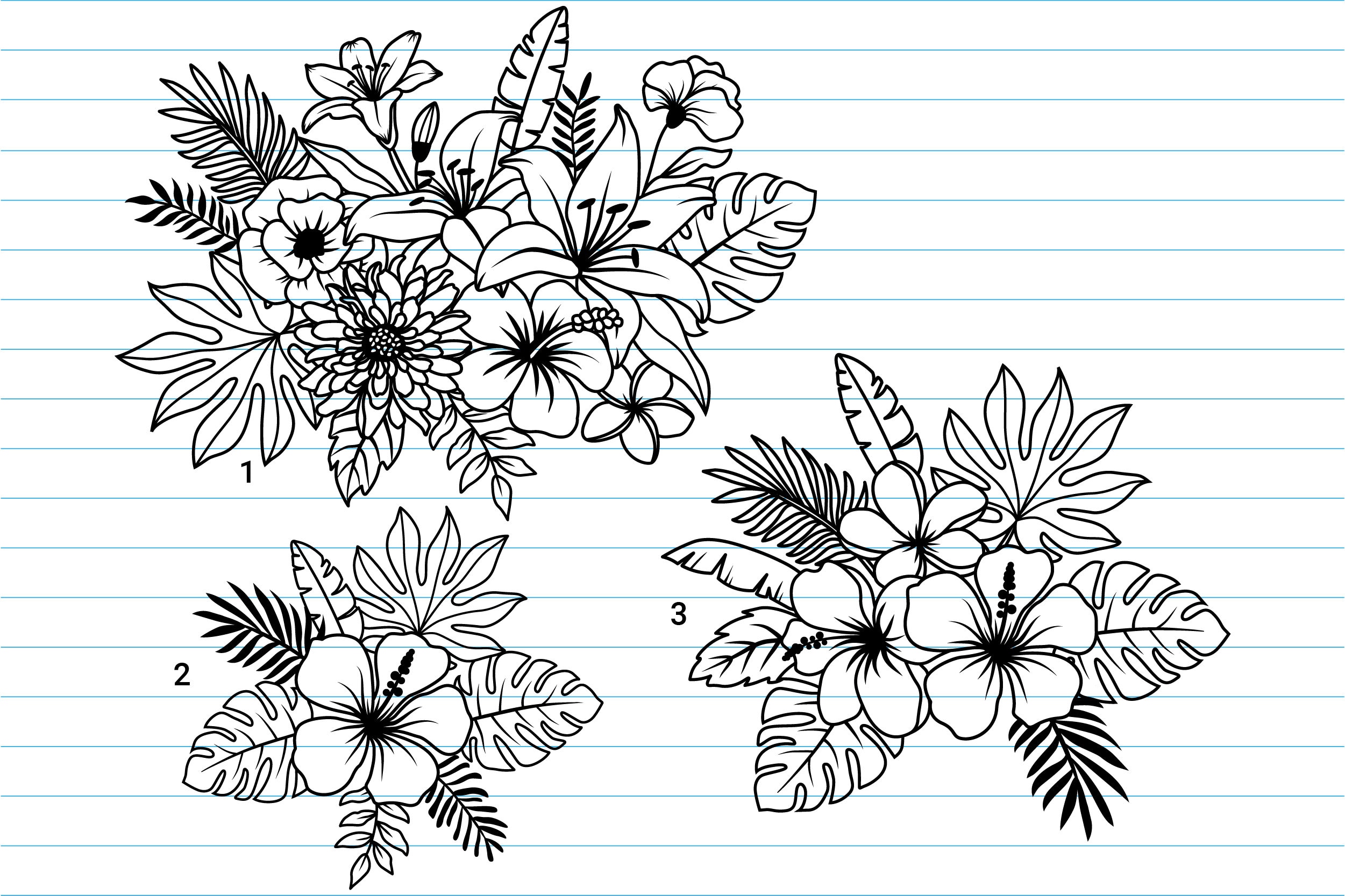 Flower Svg Bundle Flowers Svg Tropical Flower Svg Tropical - Etsy