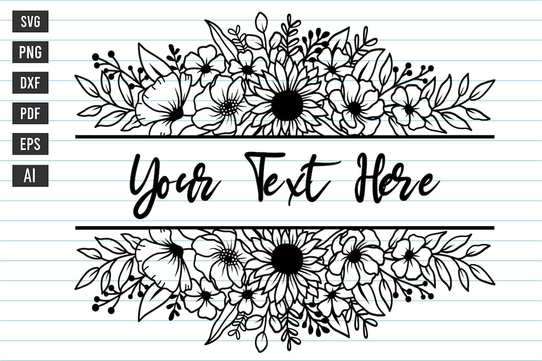 Flower Border Svg, Split Flower Frame Svg, Floral Frame Svg, Flower Svg ...