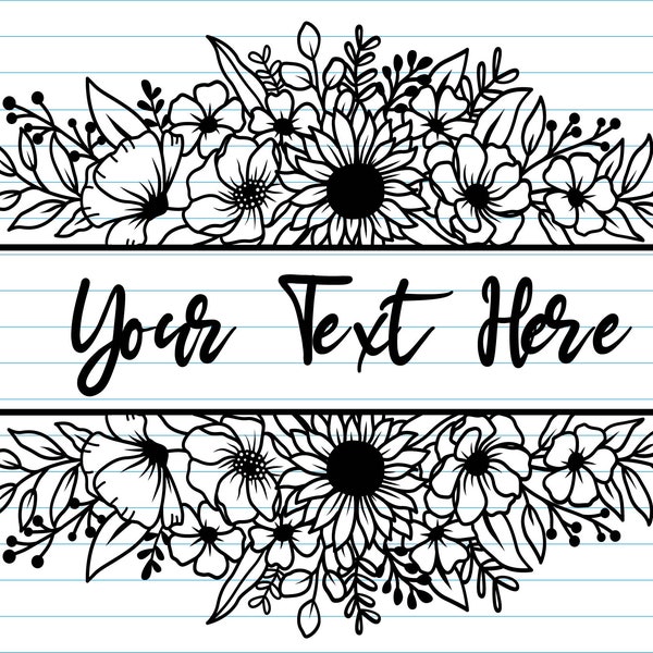 Floral Border Split Svg - Etsy