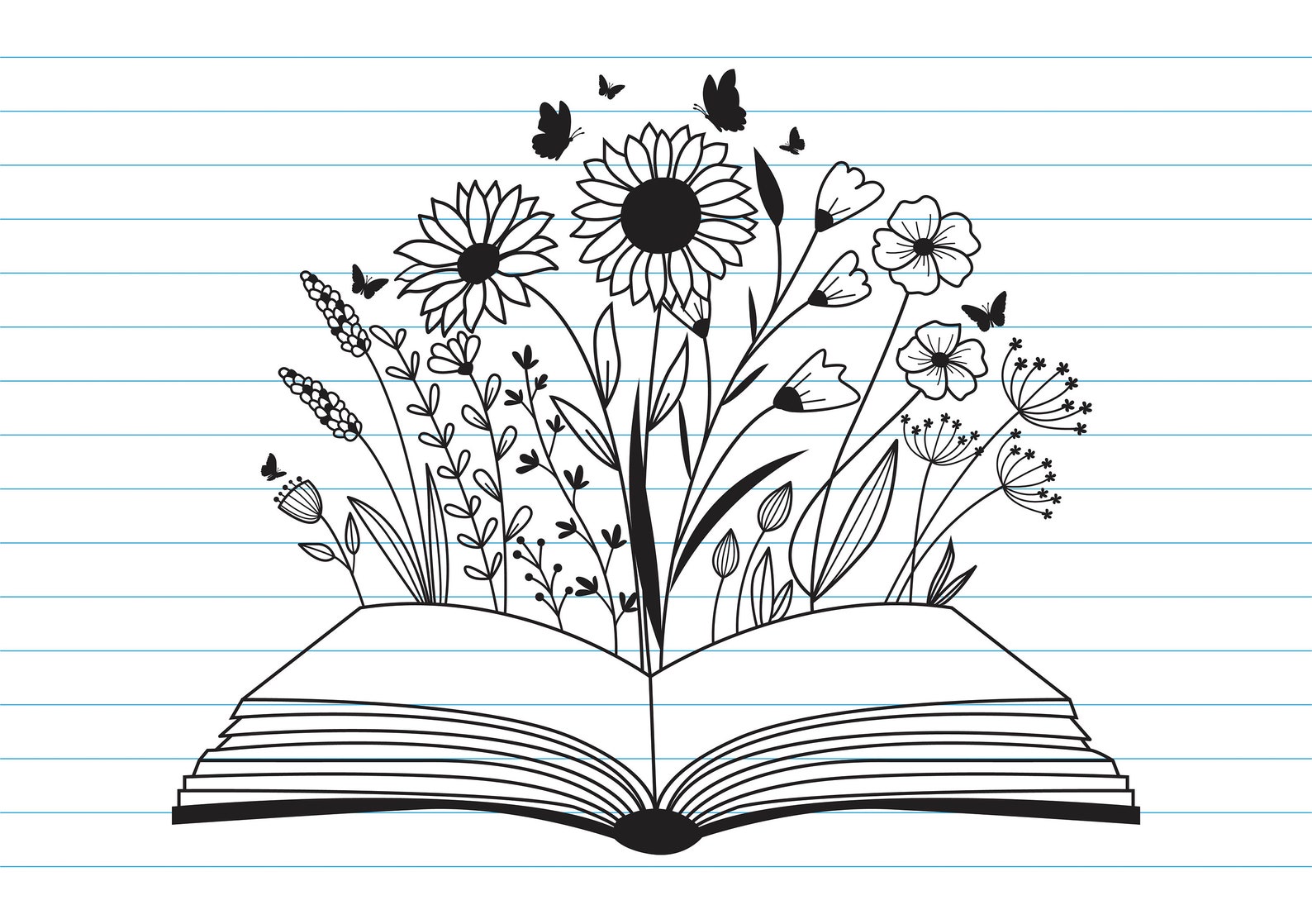 Flower Book Svg Book With Flower Book Lover Svg Wildflower - Etsy