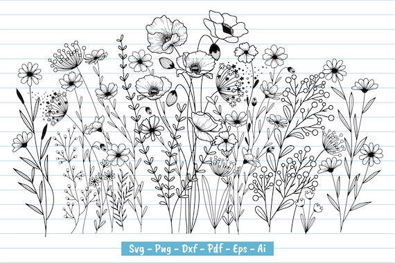 Flower Svg Files Wildflower Svg Flower Meadow Svg Flower - Etsy