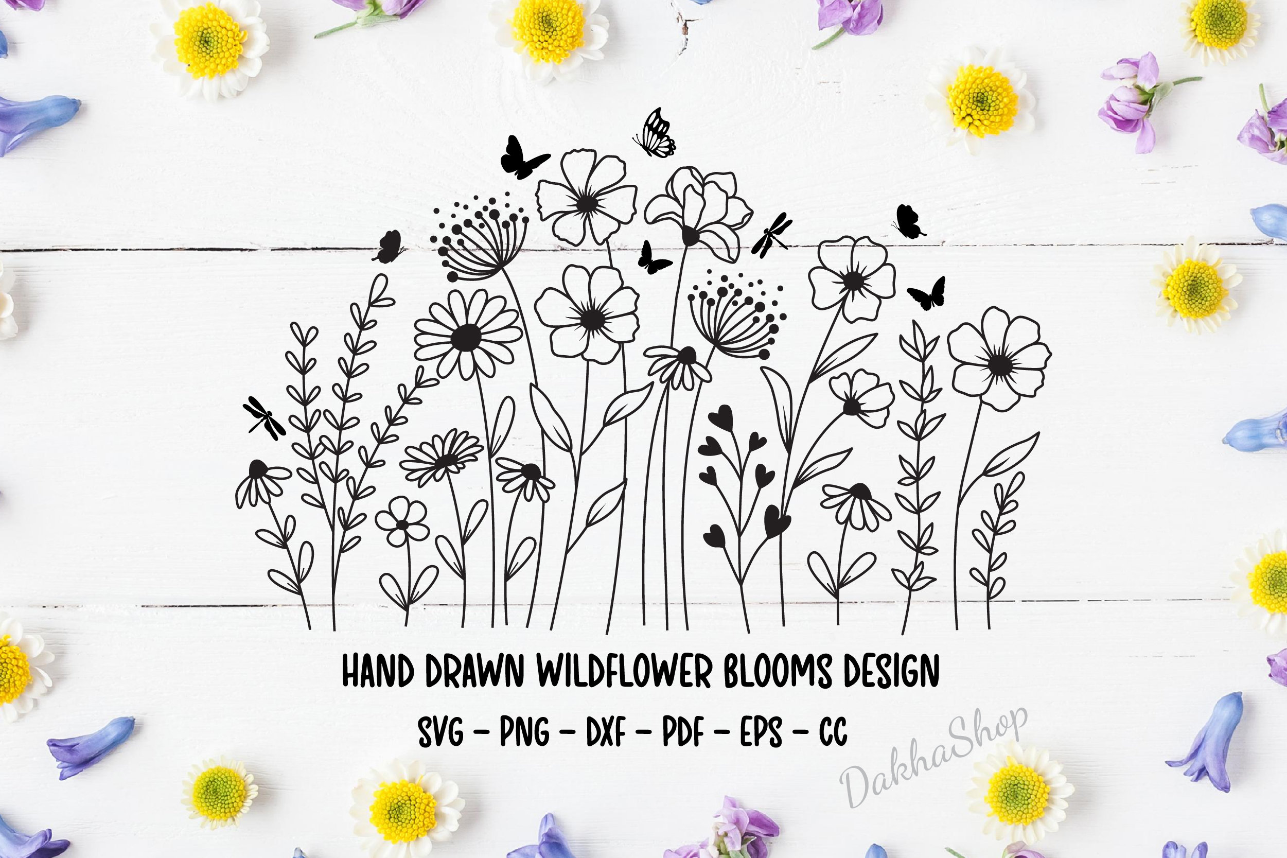 Wildflowers Svg Files Flower Svg Wildflower Svg Flower - Etsy UK