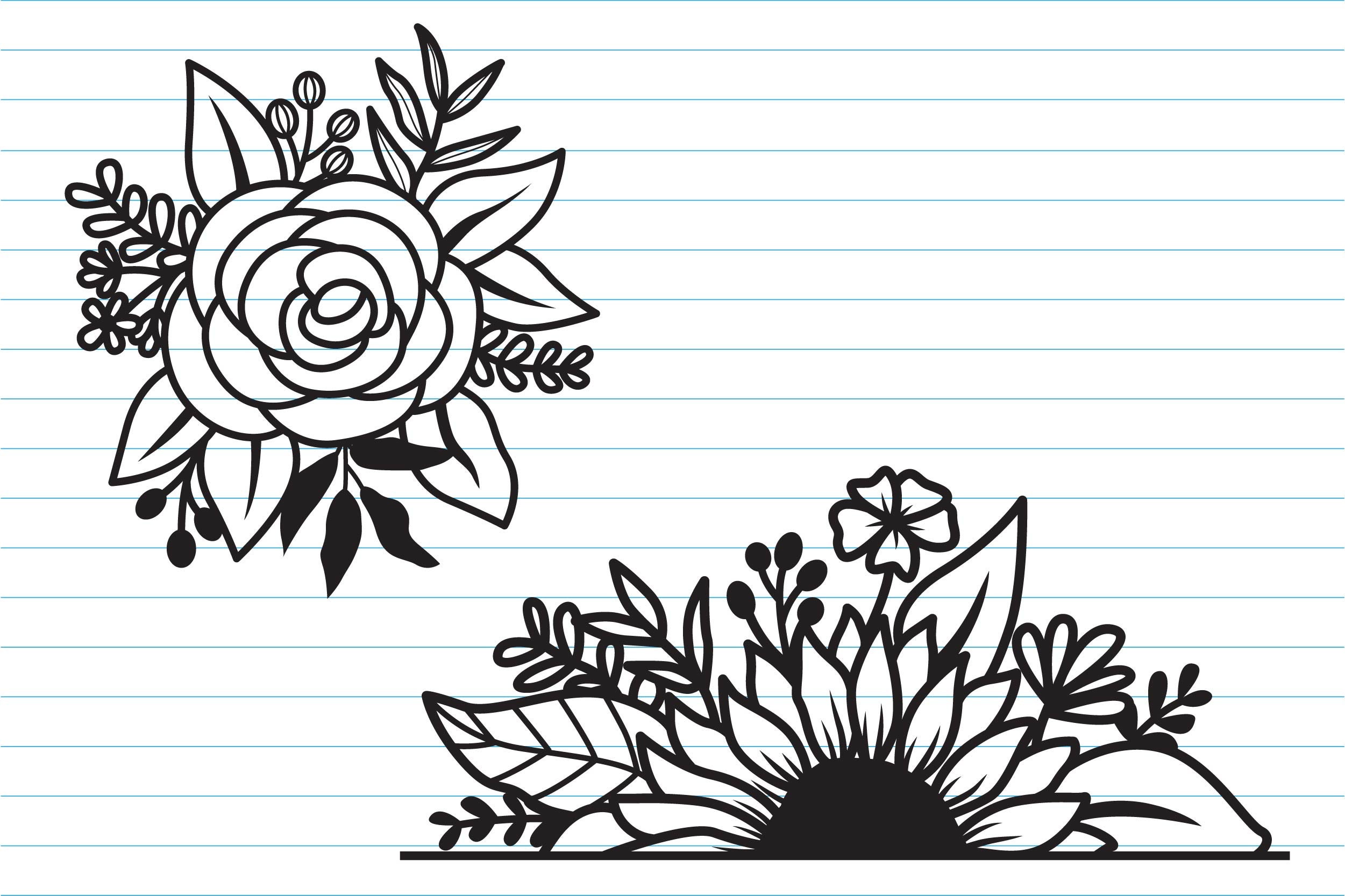 Flower Svg Files Flower Svg Bundle Flower Border Svg - Etsy