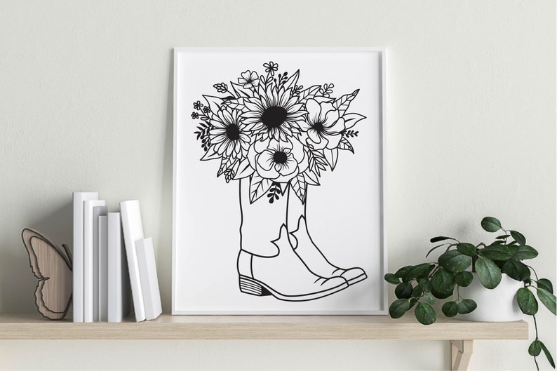 Cowboy Boots With Flower Svg Cowboy Boots Svg Flower Svg Cut | Etsy
