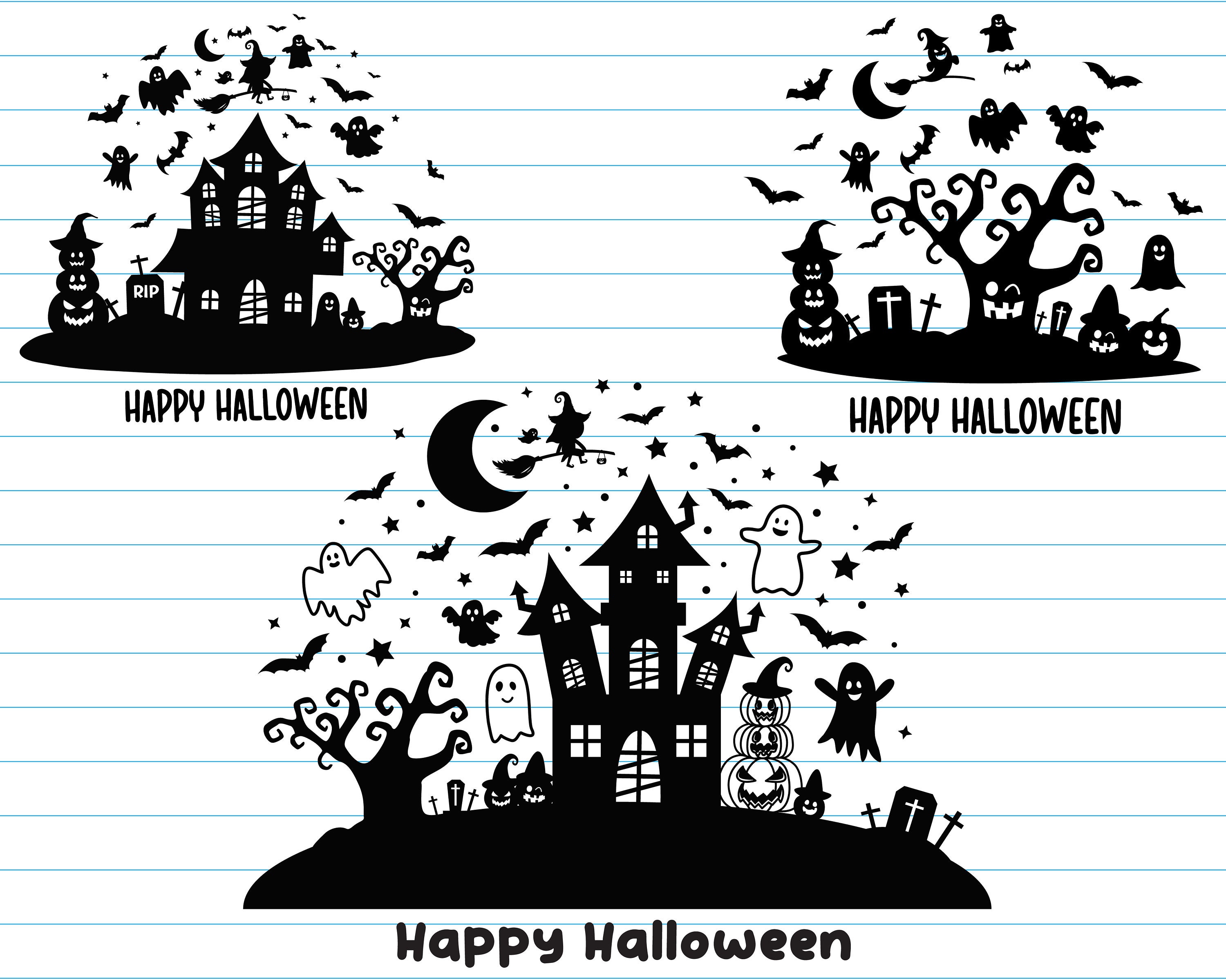 Halloween Svg Halloween Svg Bundle Halloween Scene Svg Kids - Etsy
