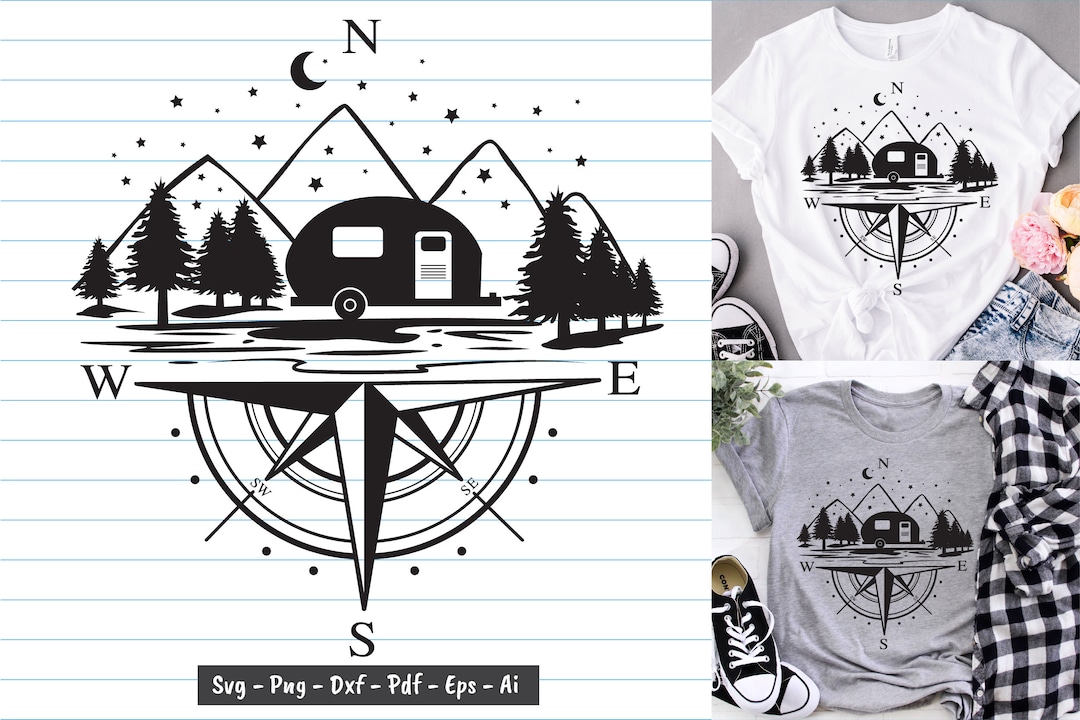Camping Compass Svg, Camping Shirt Svg, Outdoor Scene Camping Svg ...
