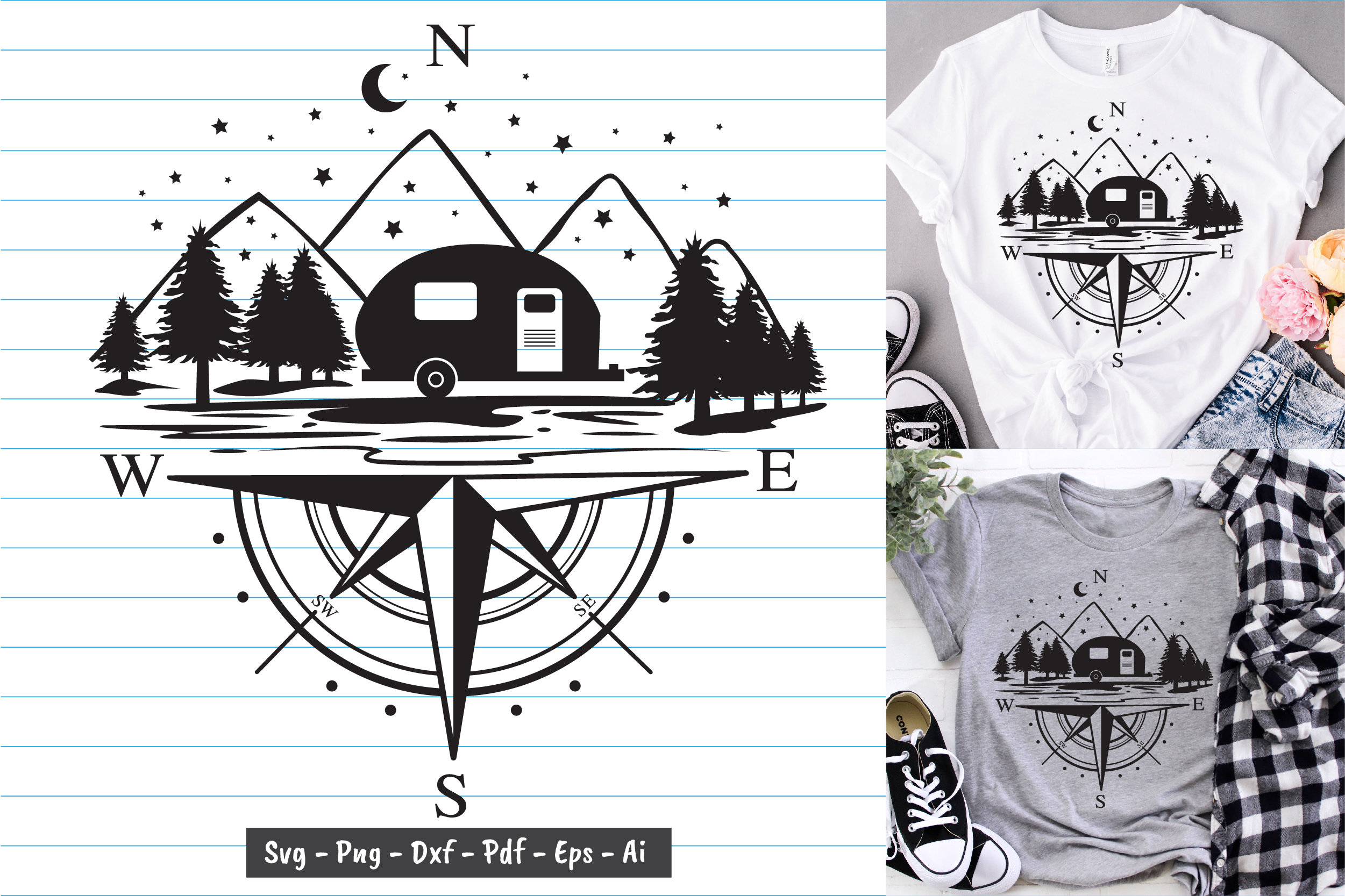 Camping Compass Svg, Camping Shirt Svg, Outdoor Scene Camping Svg ...