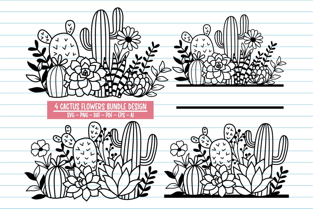 Cactus Svg, Cactus Svg Bundle, Cactus Border Svg, Succulent Svg, Plant ...