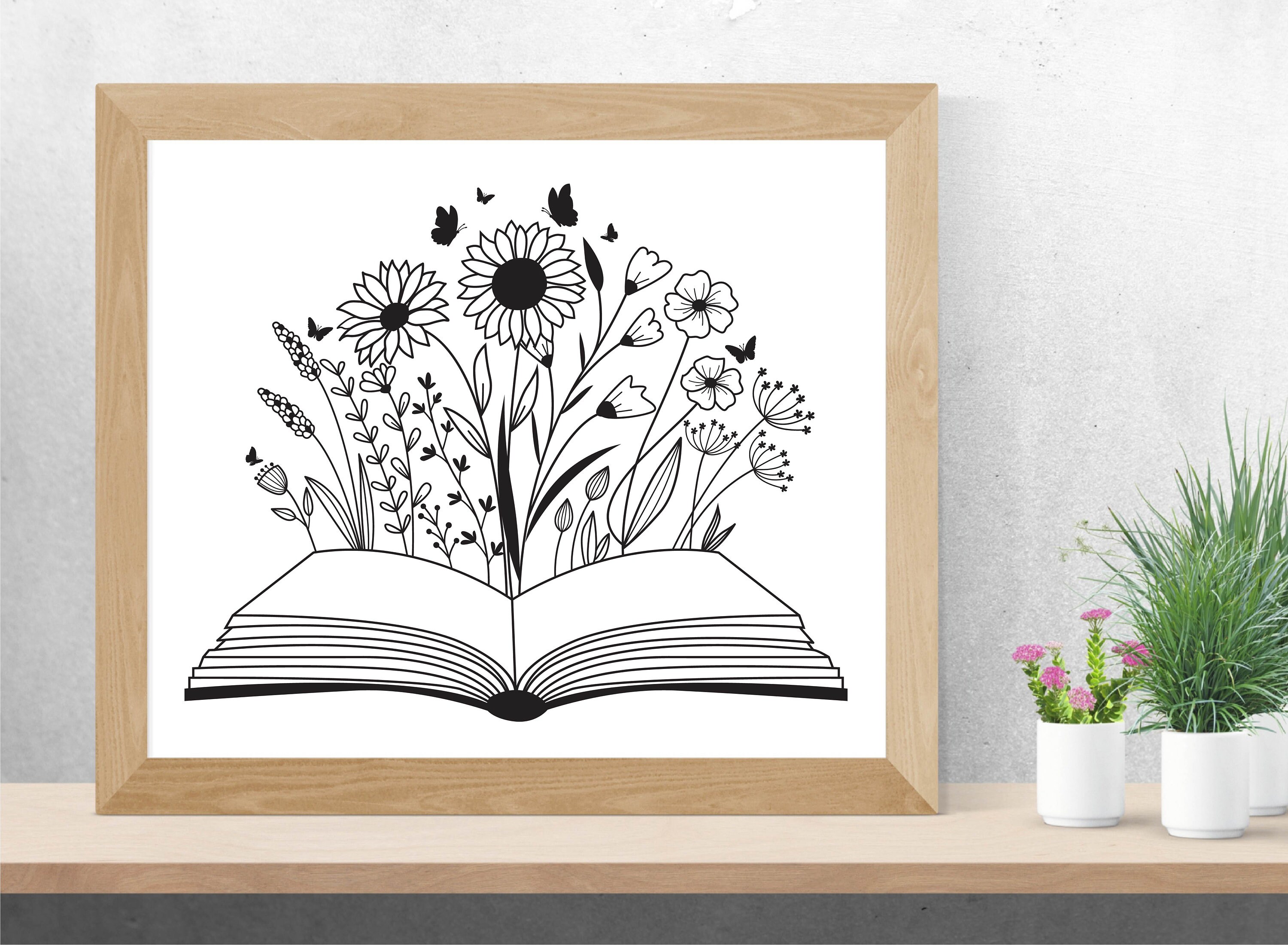 Flower Book Svg Book With Flower Book Lover Svg Wildflower - Etsy