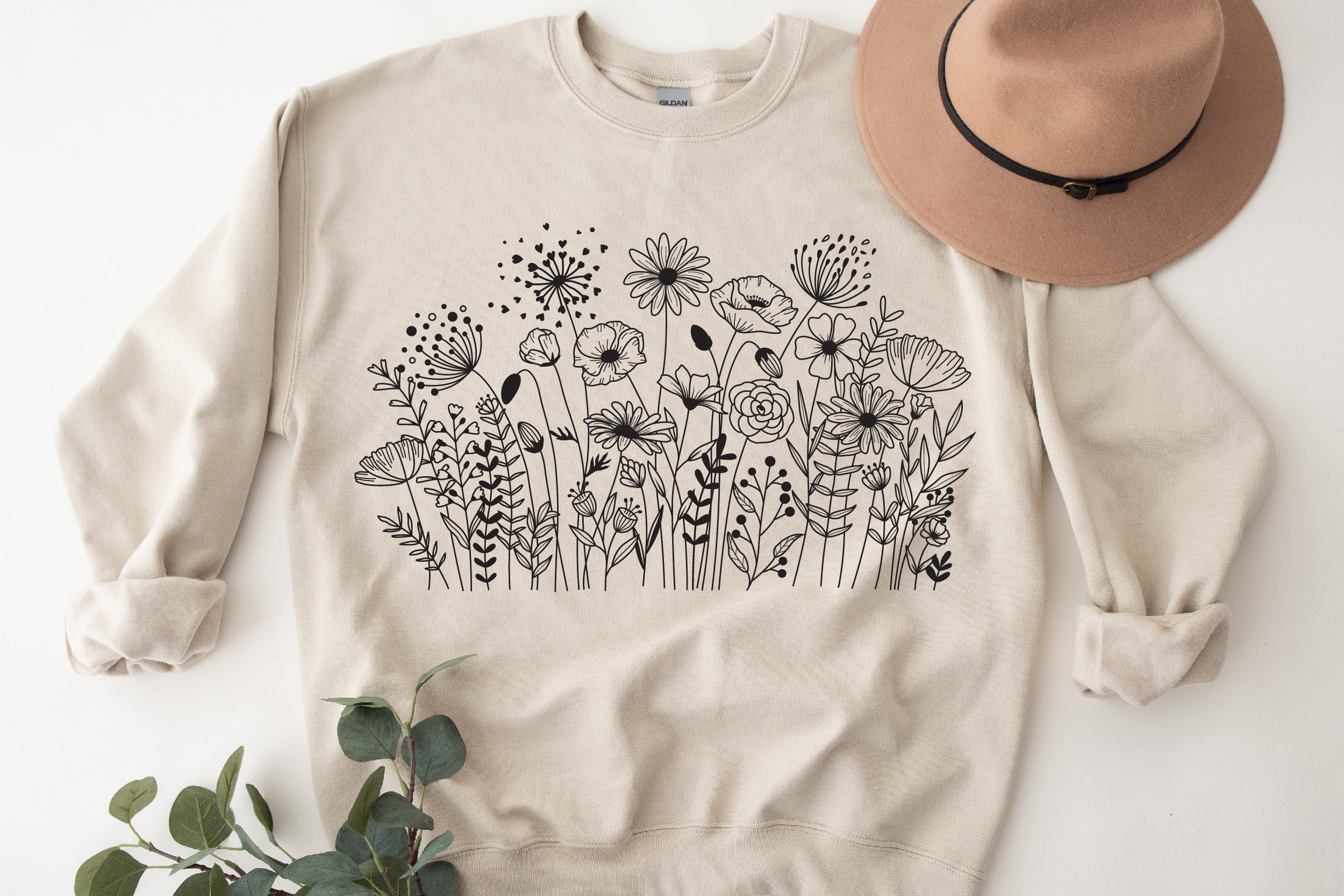 Wildflower Svg Files, Flower Svg, Blooming Wildflowers Svg, Botanical ...