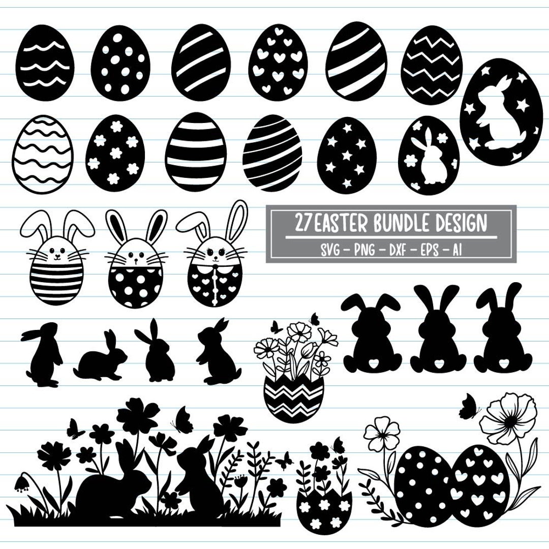 Easter Svg Bundle, Easter Bunny Svg, Easter Egg Svg, Bunny Svg, Floral ...