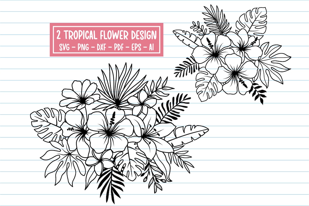 Tropical Svg Bundle, Tropical Flower Svg, Flower Svg, Tropical Leaf Svg ...