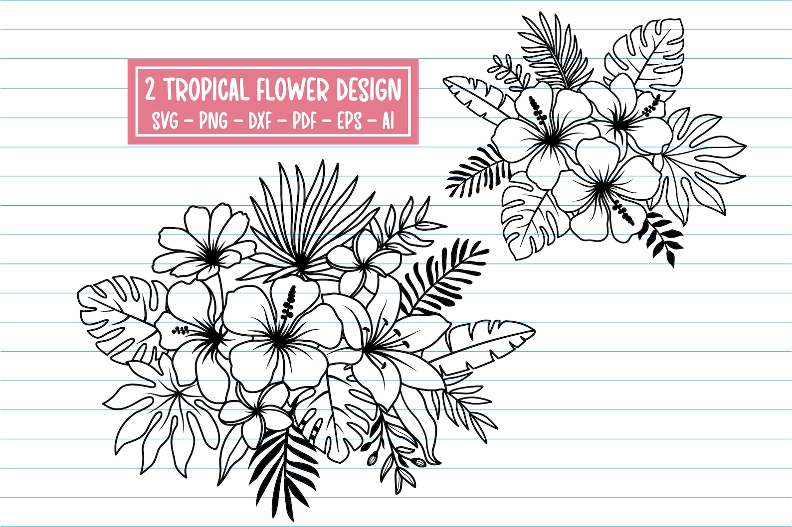 Tropical Svg Bundle, Tropical Flower Svg, Flower Svg, Tropical Leaf Svg ...