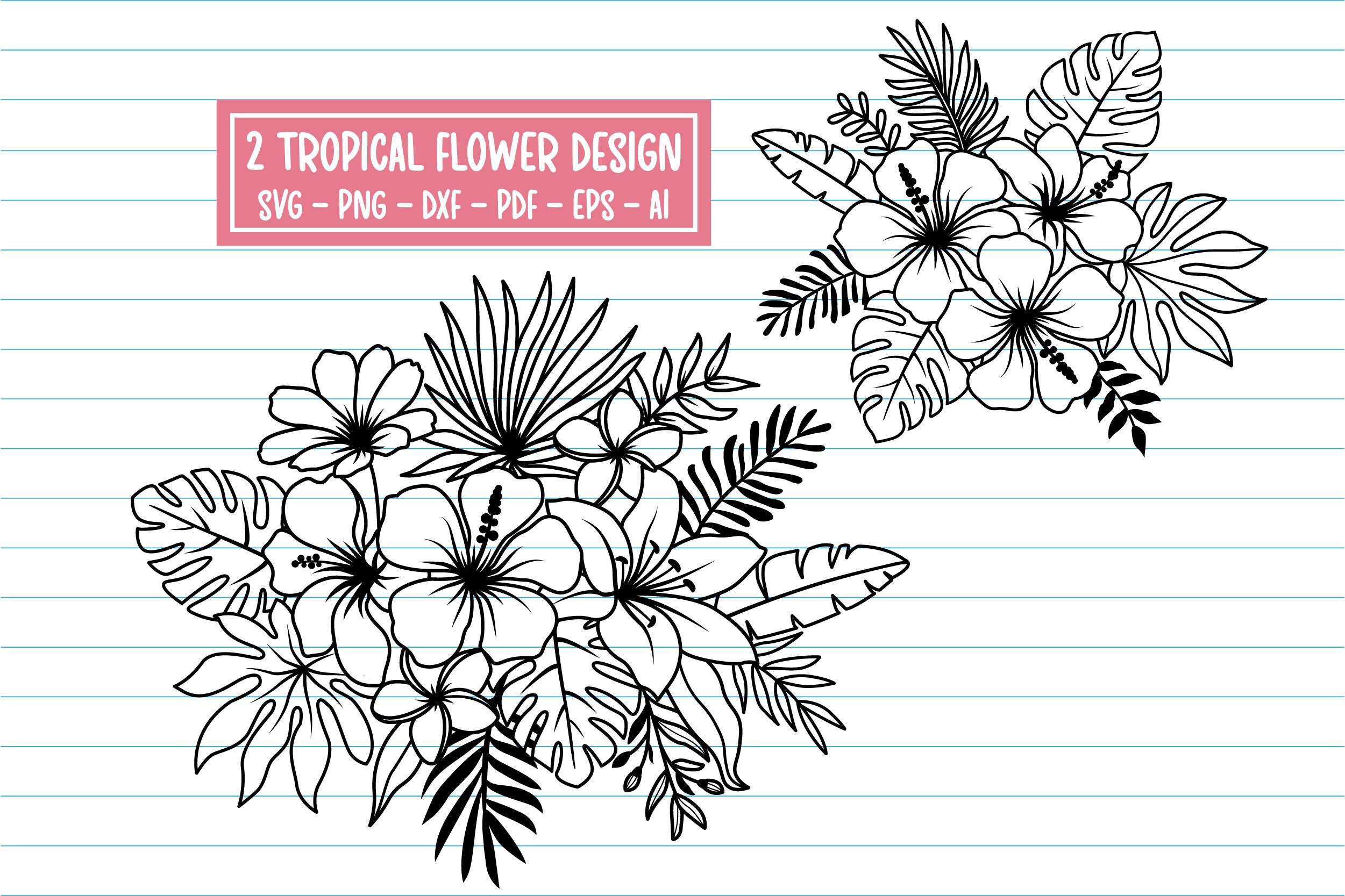 Tropical Svg Bundle, Tropical Flower Svg, Flower Svg, Tropical Leaf Svg ...