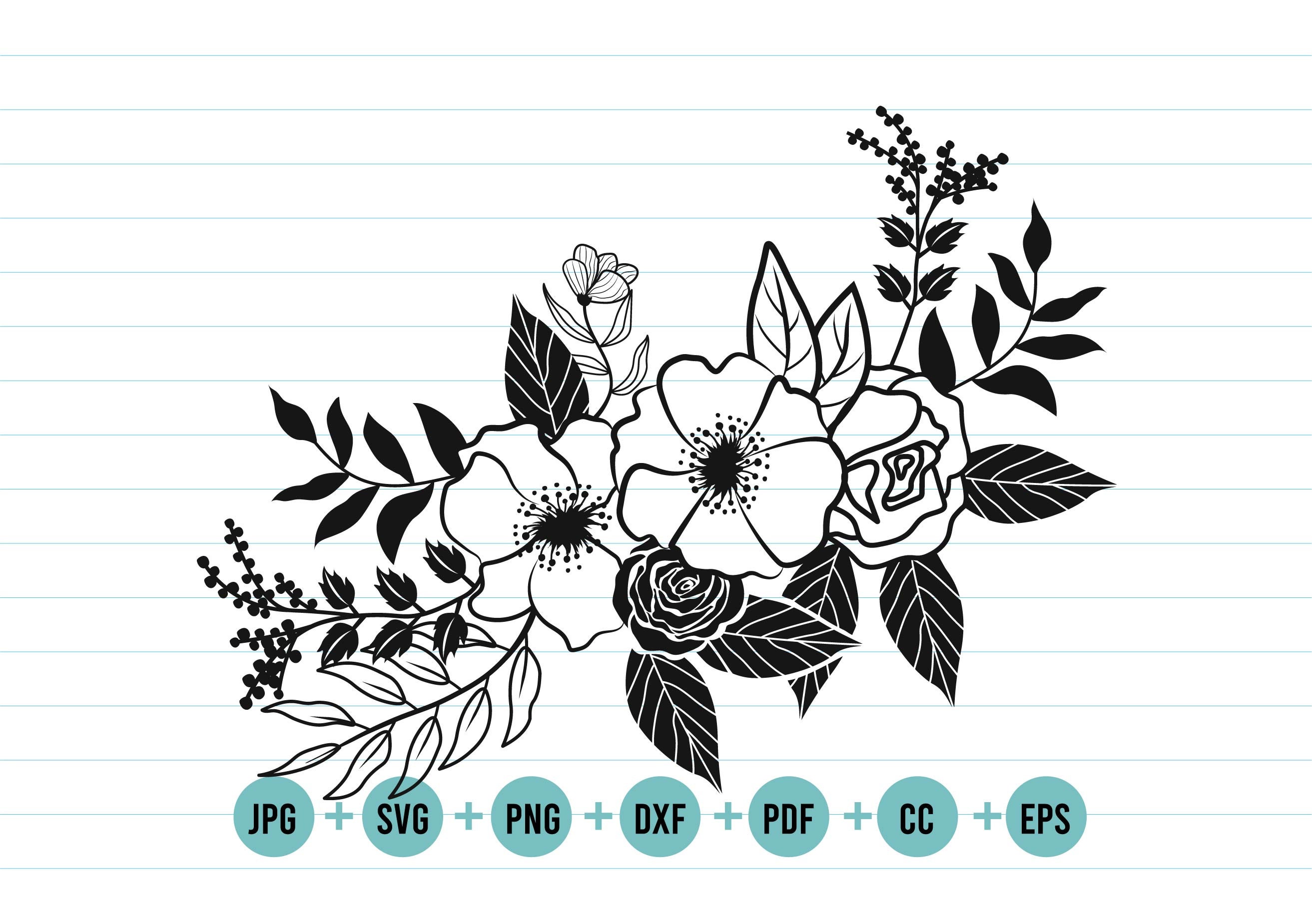Flower Svg Flower Bouquet Svg Floral Svg File Flower Hand | Etsy
