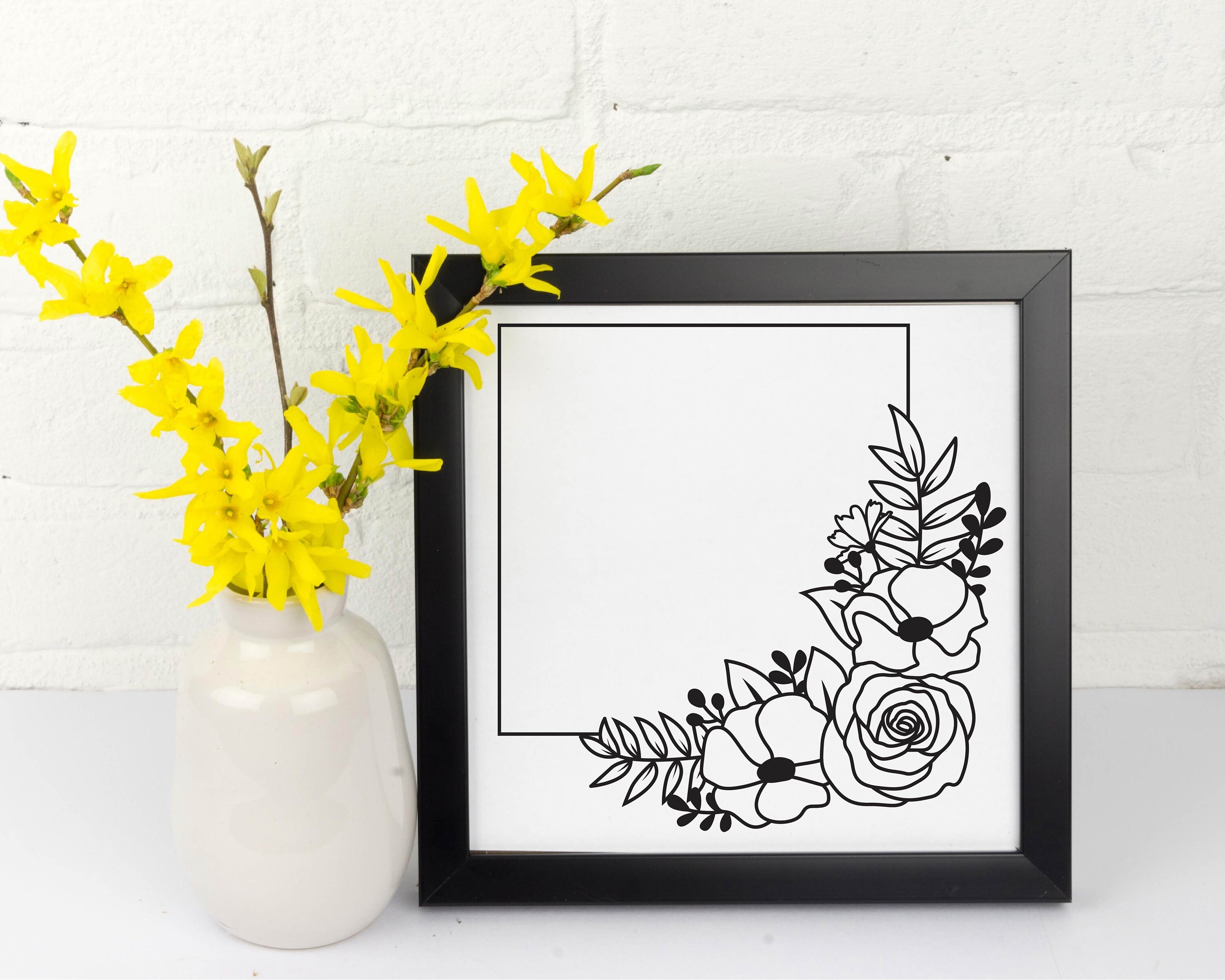 Floral Frame Svg Floral Border Svg Floral Svg Floral Square - Etsy