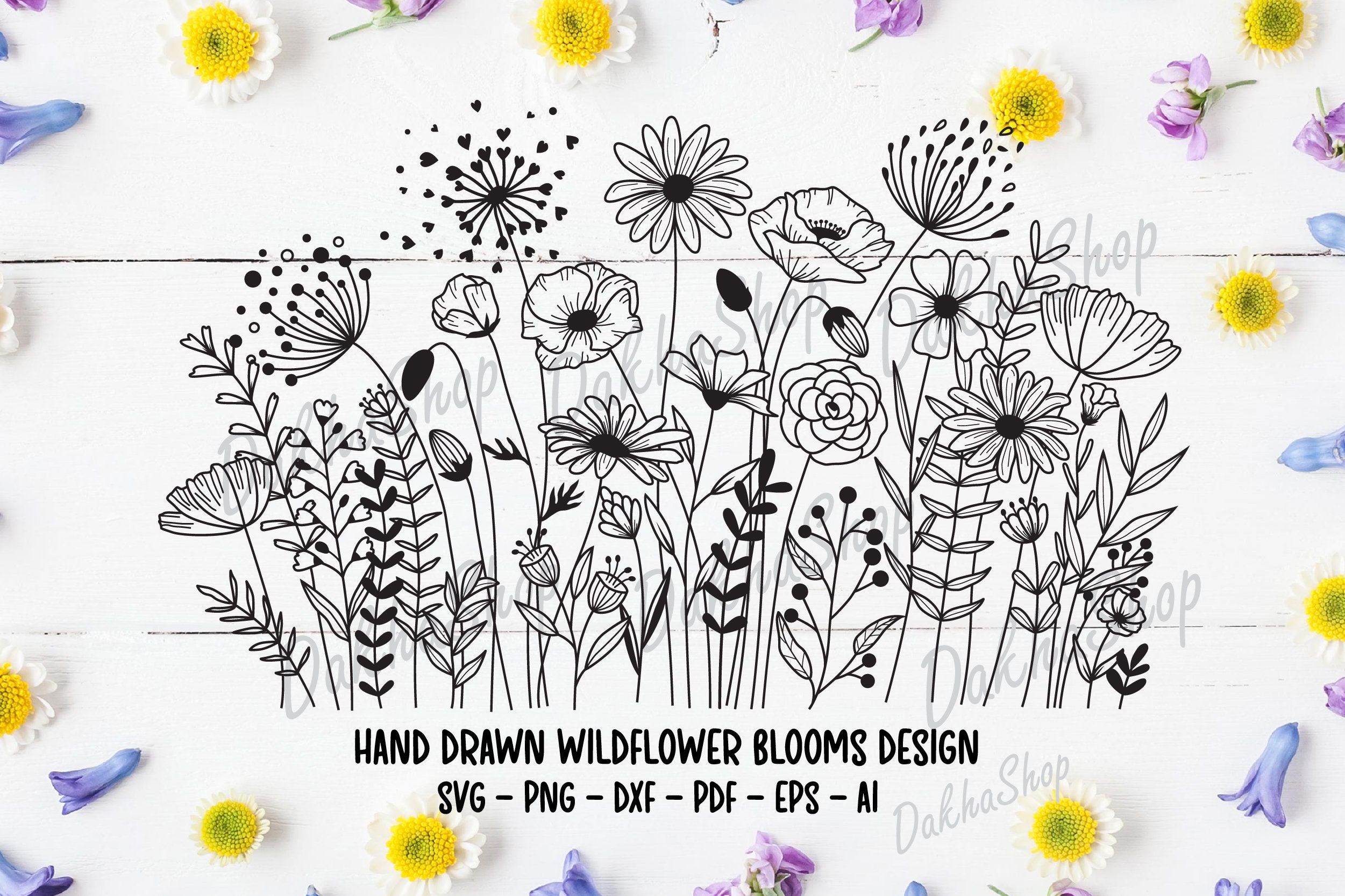 Wildflower Svg Files Flower Svg Blooming Wildflowers Svg - Etsy