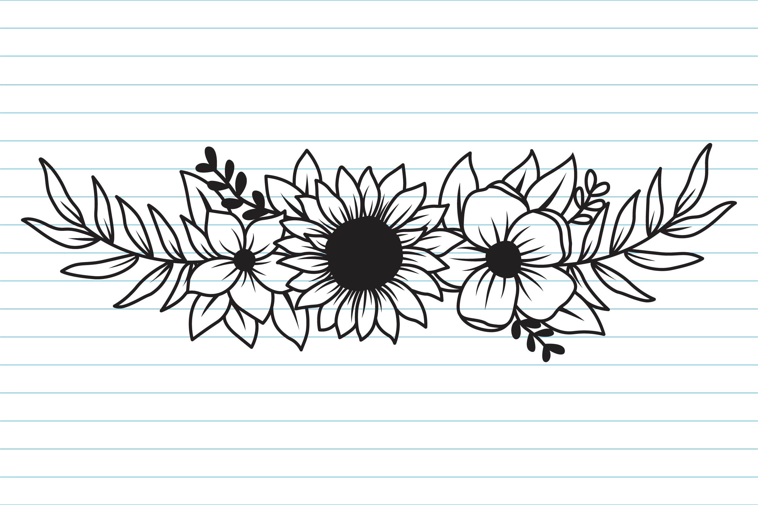 Flower Svg Files, Flower Bundle Svg, Flower Border, Flower Bouquet Svg ...