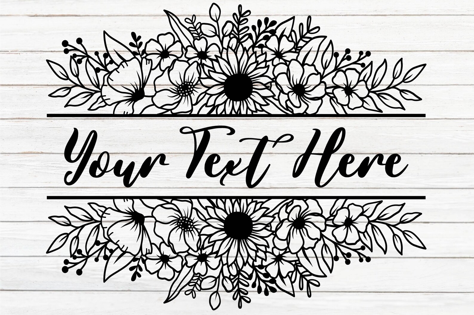 Flower Border Svg, Split Flower Frame Svg, Floral Frame Svg, Flower Svg ...