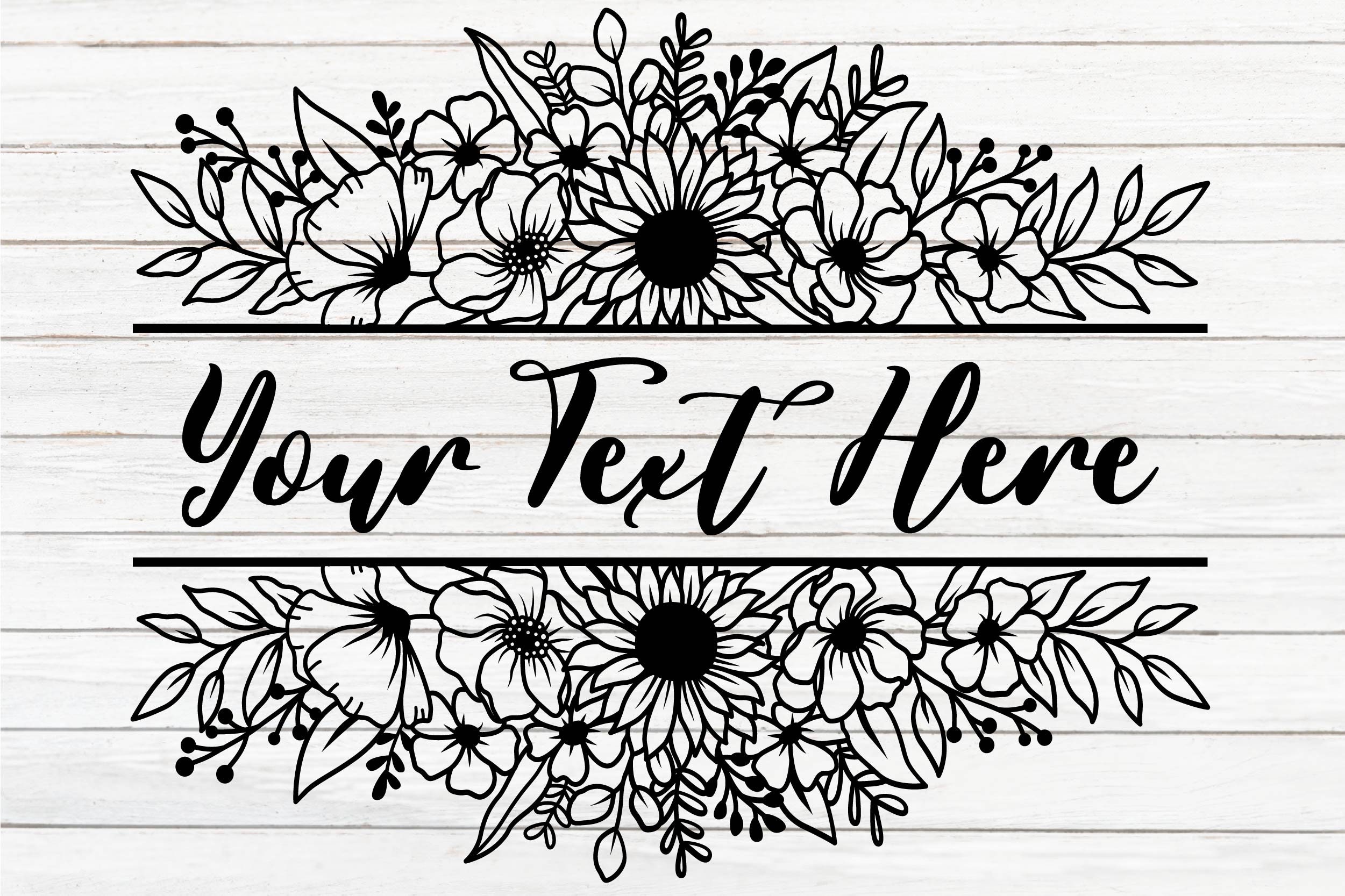 Flower Border Svg Split Flower Frame Svg Floral Frame Svg - Etsy