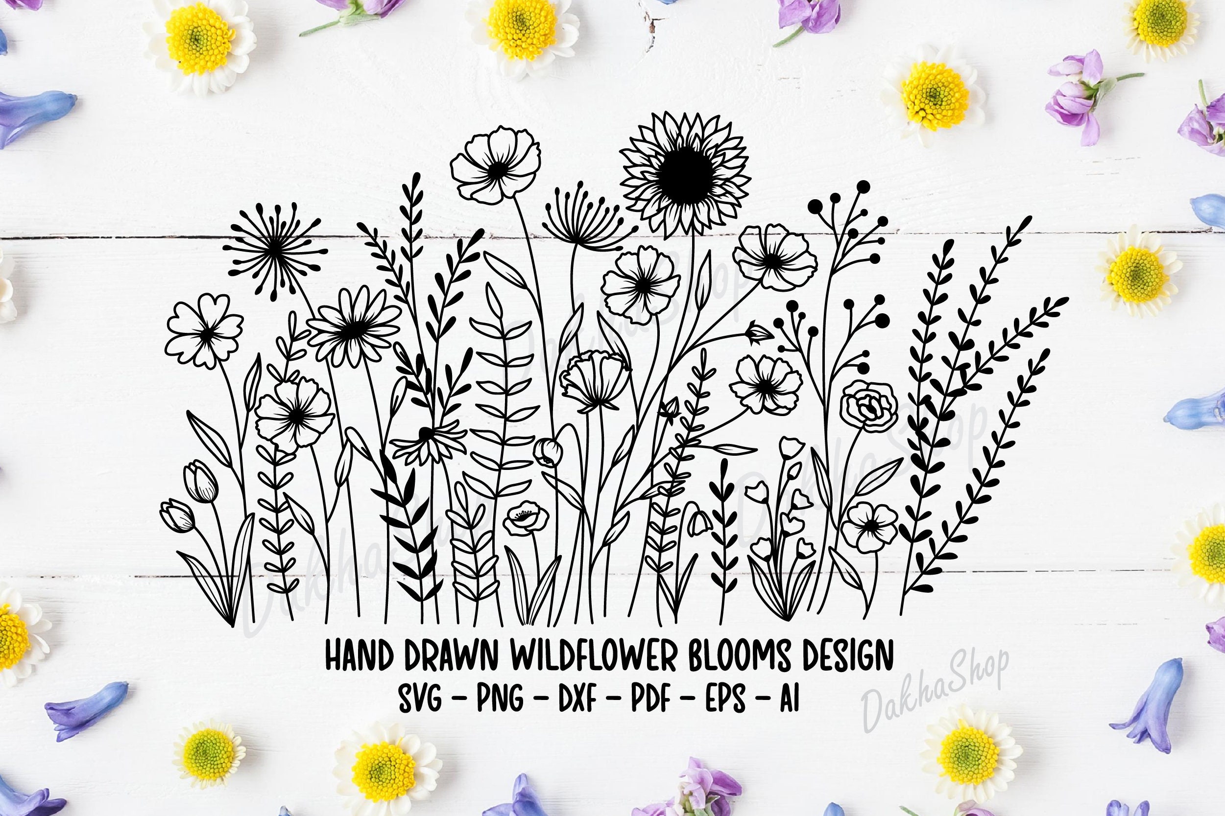 Wildflower Svg Flower Meadow Svg Flower Svg Files Flower - Etsy