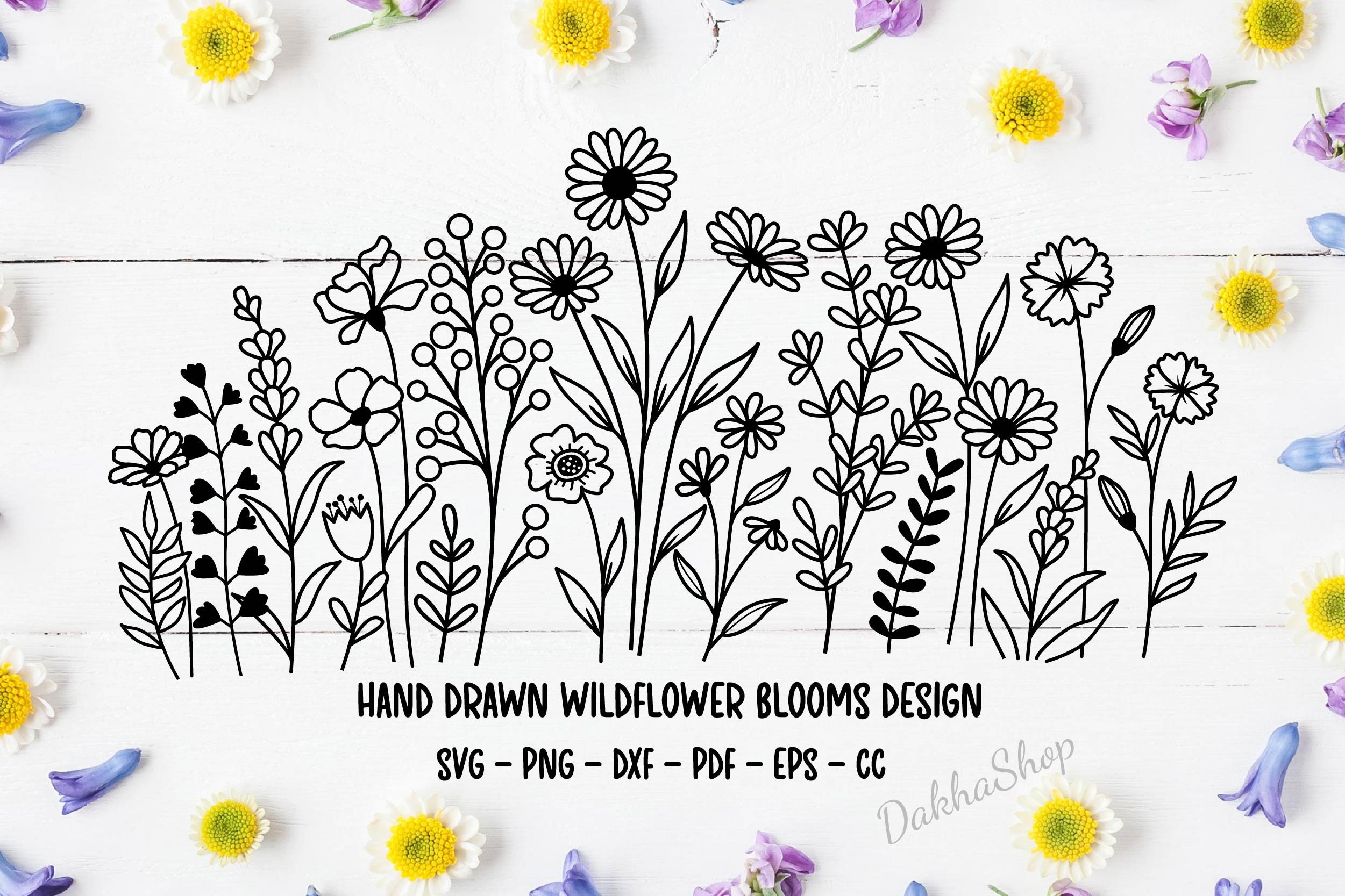 Wildflowers Svg Files Flower Svg Wildflower Svg Flower | Etsy