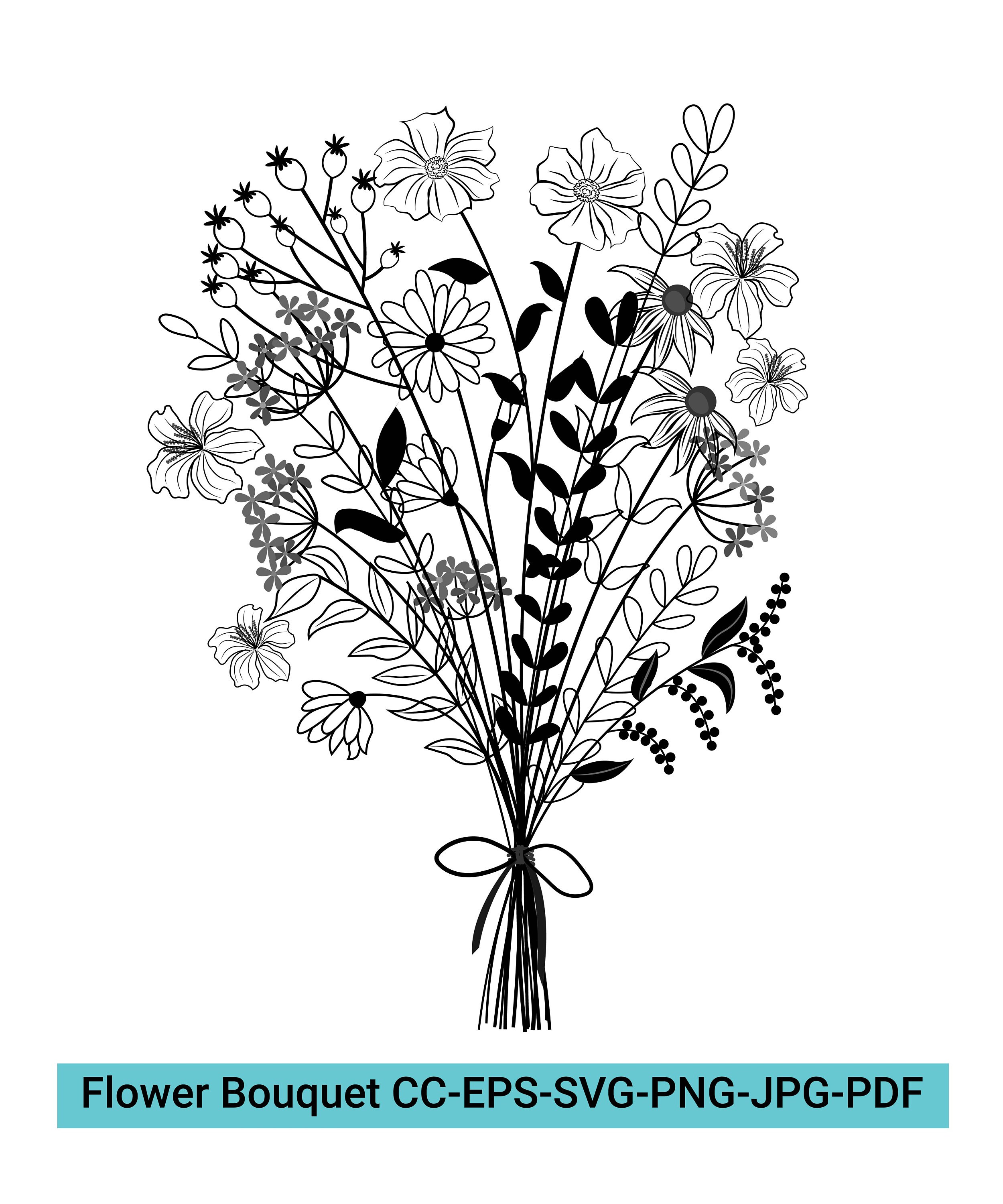 Flower Bouquet Svg, Flower Svg, Spring Svg, Flower Arrangement Svg ...