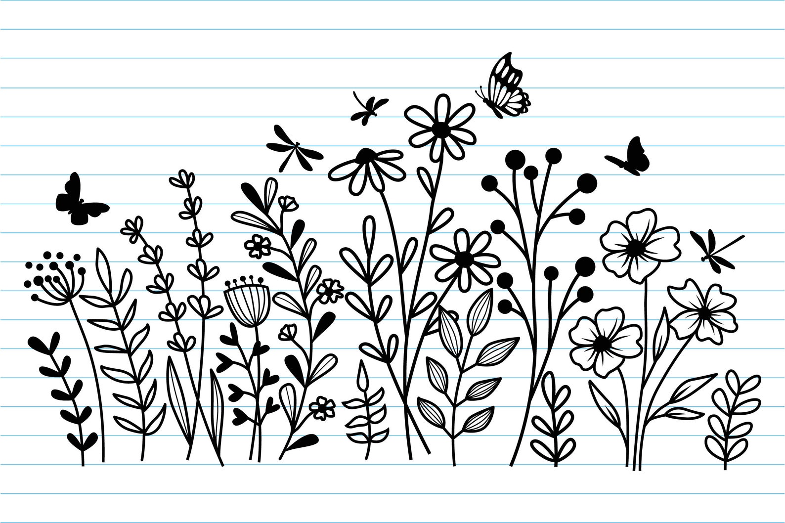 Flower Meadow Svg Flower Svg Files Wildflower Svg Flower - Etsy