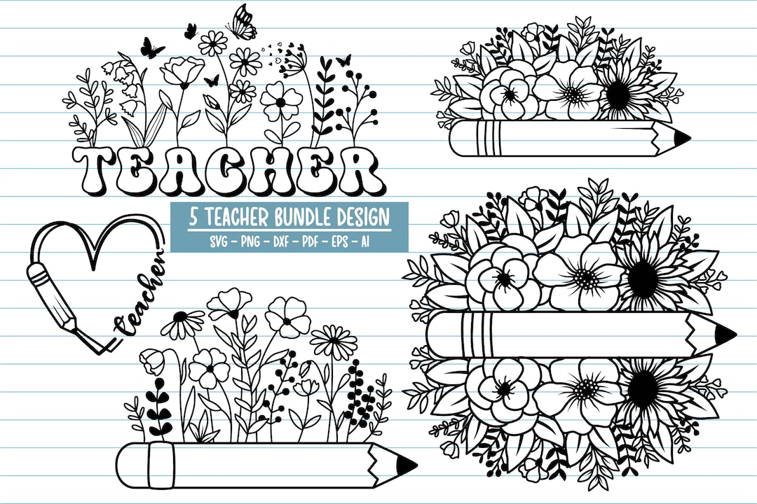 Teacher SVG, Floral Teacher Svg, Back to School SVG, Teacher Gift SVG ...