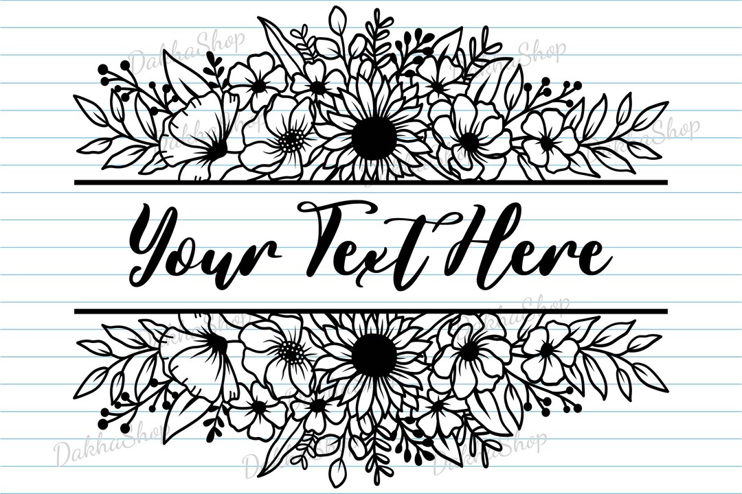 Flower Border Svg, Split Flower Frame Svg, Floral Frame Svg, Flower Svg ...