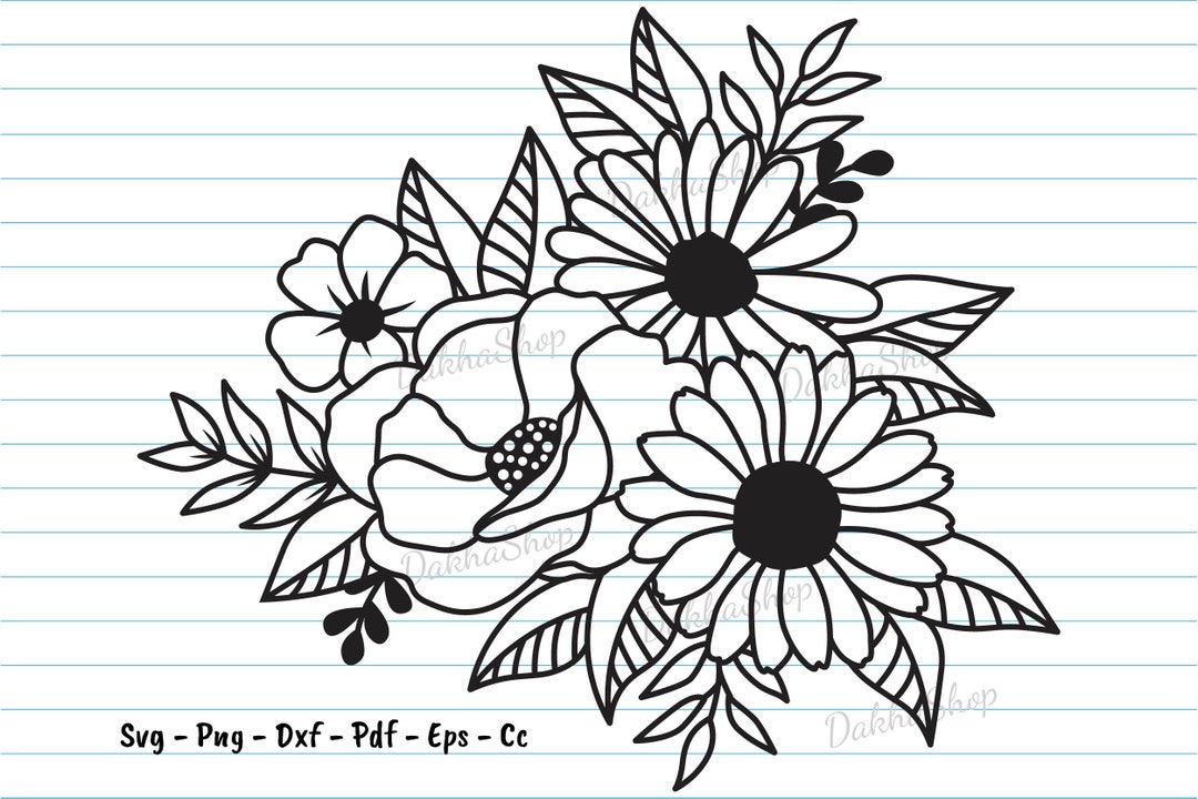 Flower Svg Files Floral Svg Flower Bouquet Svg Flower Svg - Etsy