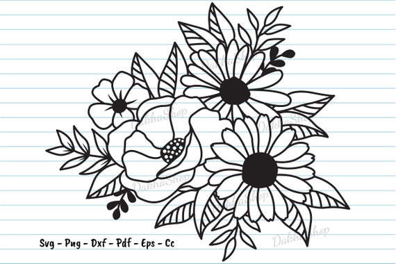 Flower Svg Files Floral Svg Flower Bouquet Svg Flower Svg - Etsy