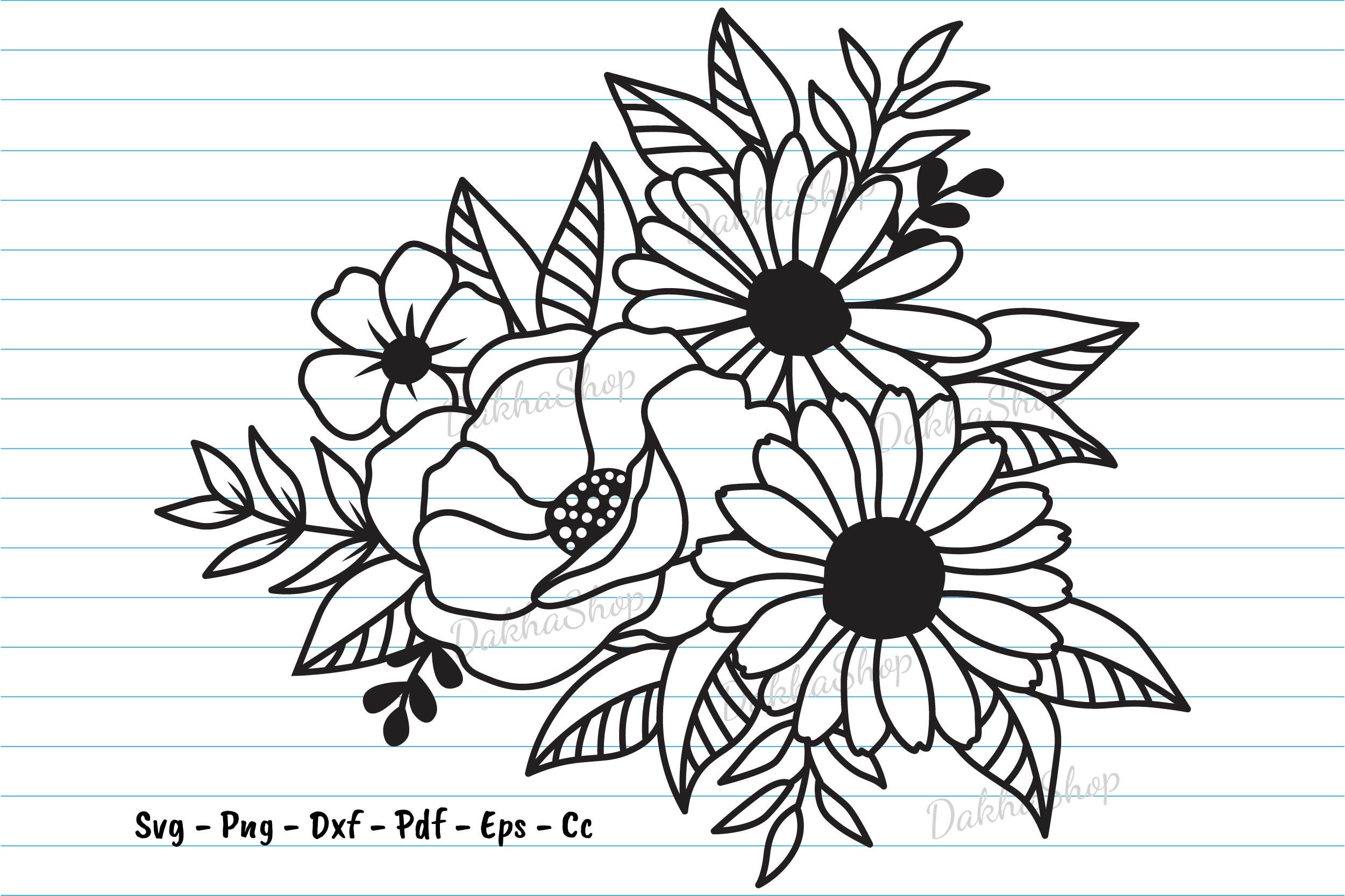 Flower Svg Files Floral Svg Flower Bouquet Svg Flower Svg - Etsy