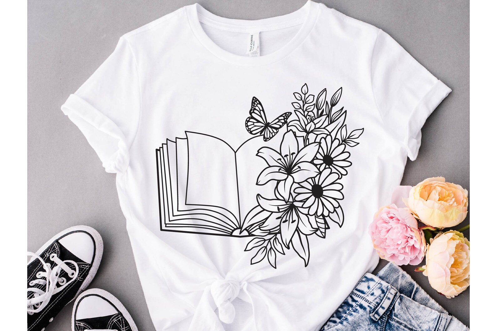 Book With Flowers Svg Flower Book Svg Floral Book Shirt Svg - Etsy