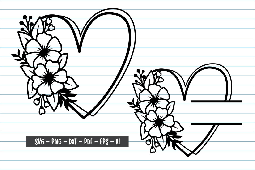 Flower Heart Svg, Heart Svg, Heart Flower Svg, Flower Svg, Floral Heart ...